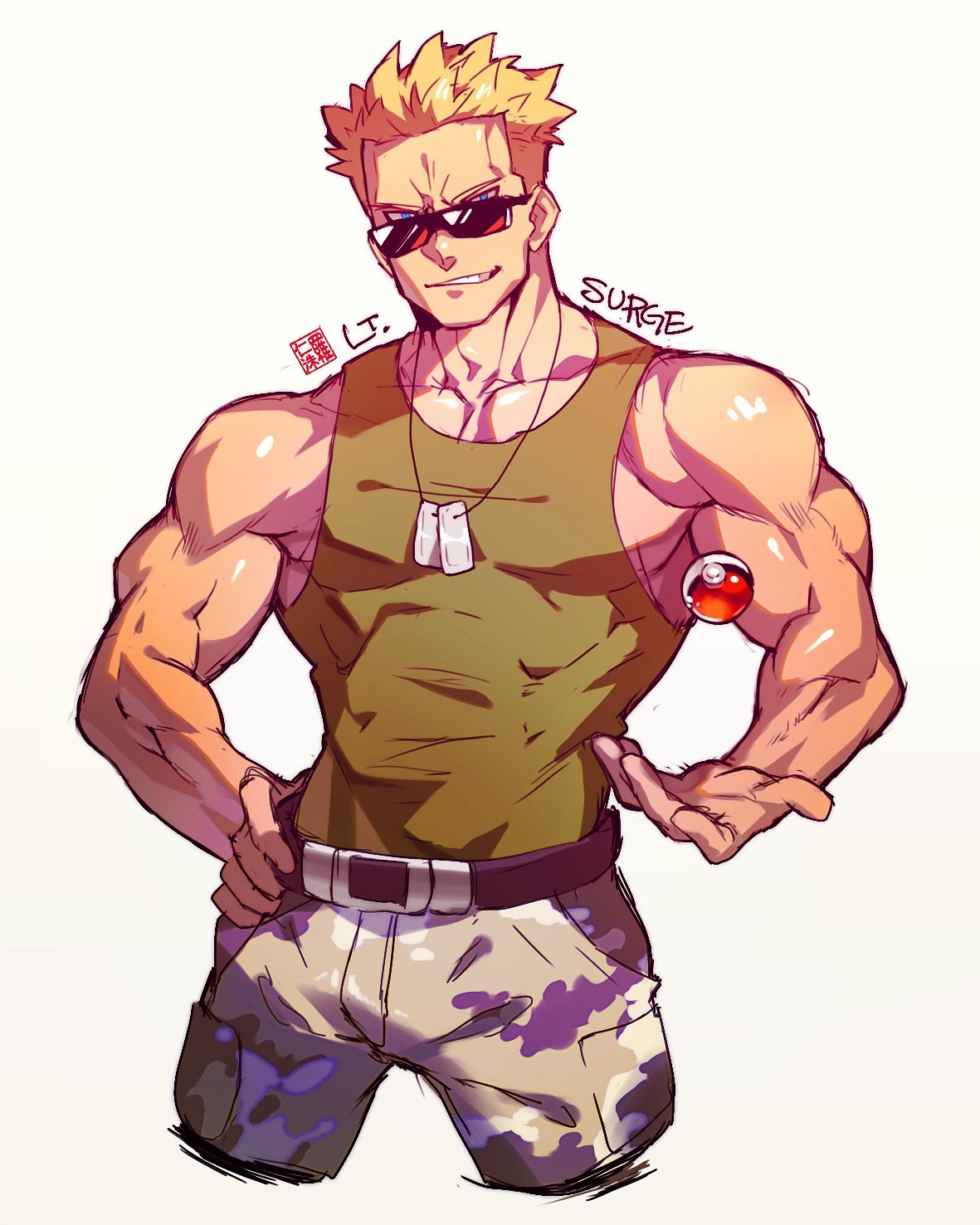 The Big ImageBoard (TBIB) - 1boy bare arms belt blonde hair blue eyes ...