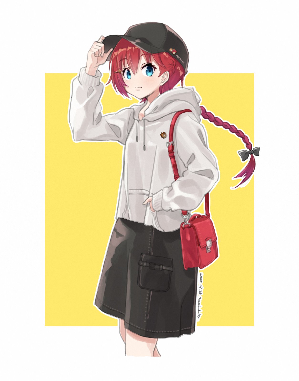 The Big ImageBoard (TBIB) - 1girl asahina akane (nijisanji) bag black bow black headwear black ...