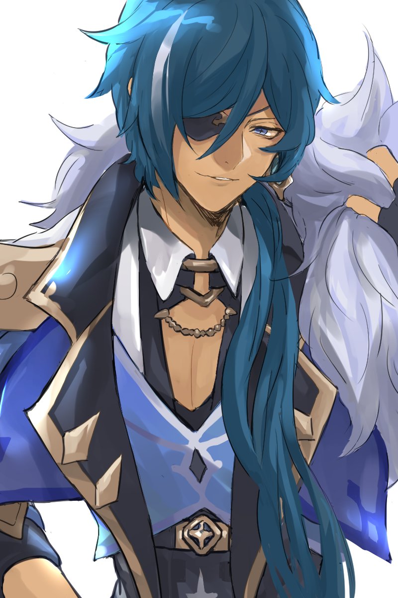 The Big ImageBoard (TBIB) - 1boy black gloves blue eyes blue hair dark-skinned male dark skin ...