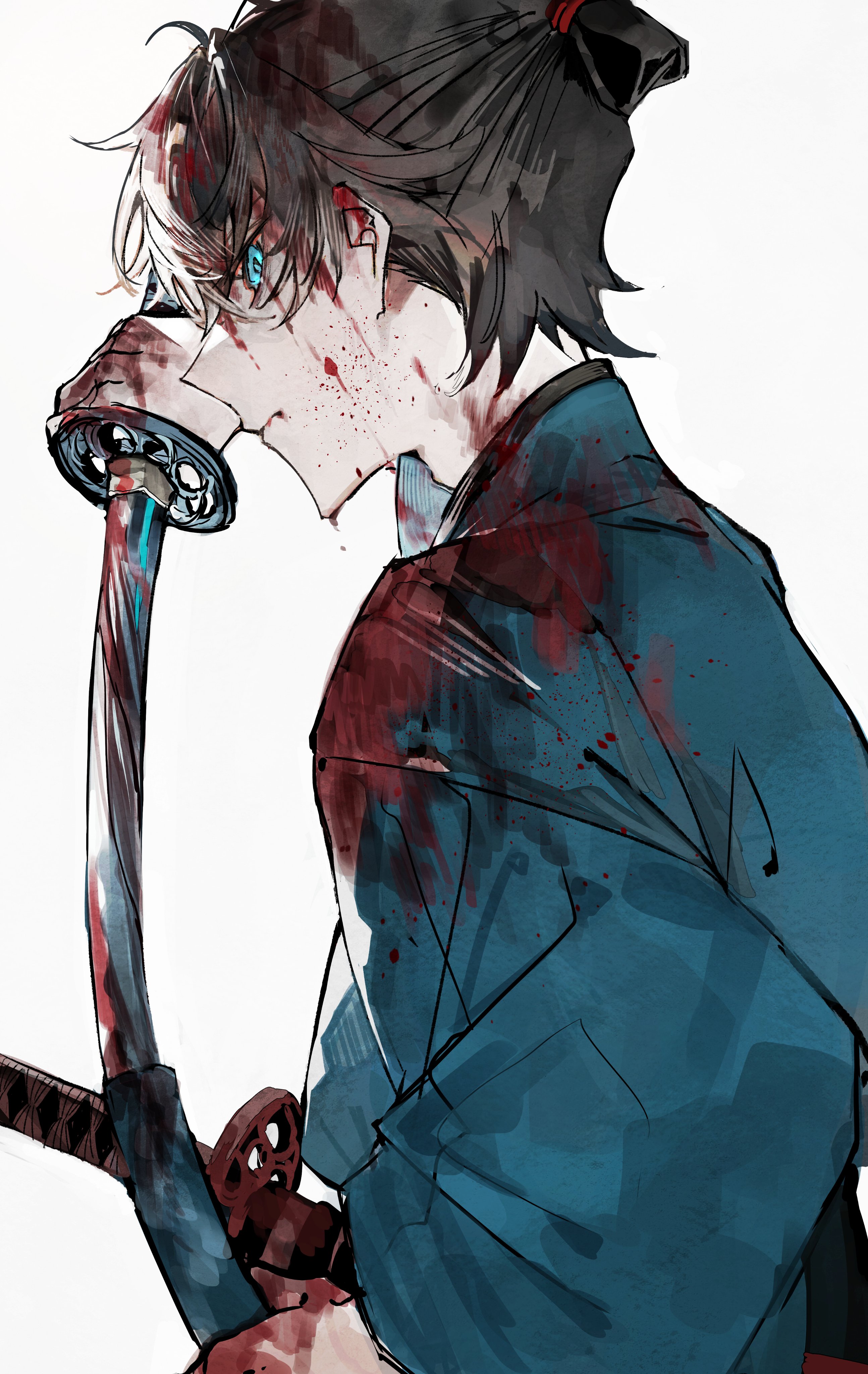 The Big ImageBoard (TBIB) - 1boy absurdres black hair blood blood on clothes blood on face blood ...