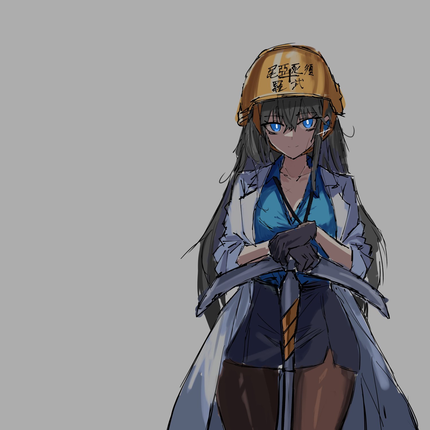 The Big ImageBoard (TBIB) - 1girl blue eyes blue shirt clipboard female ...