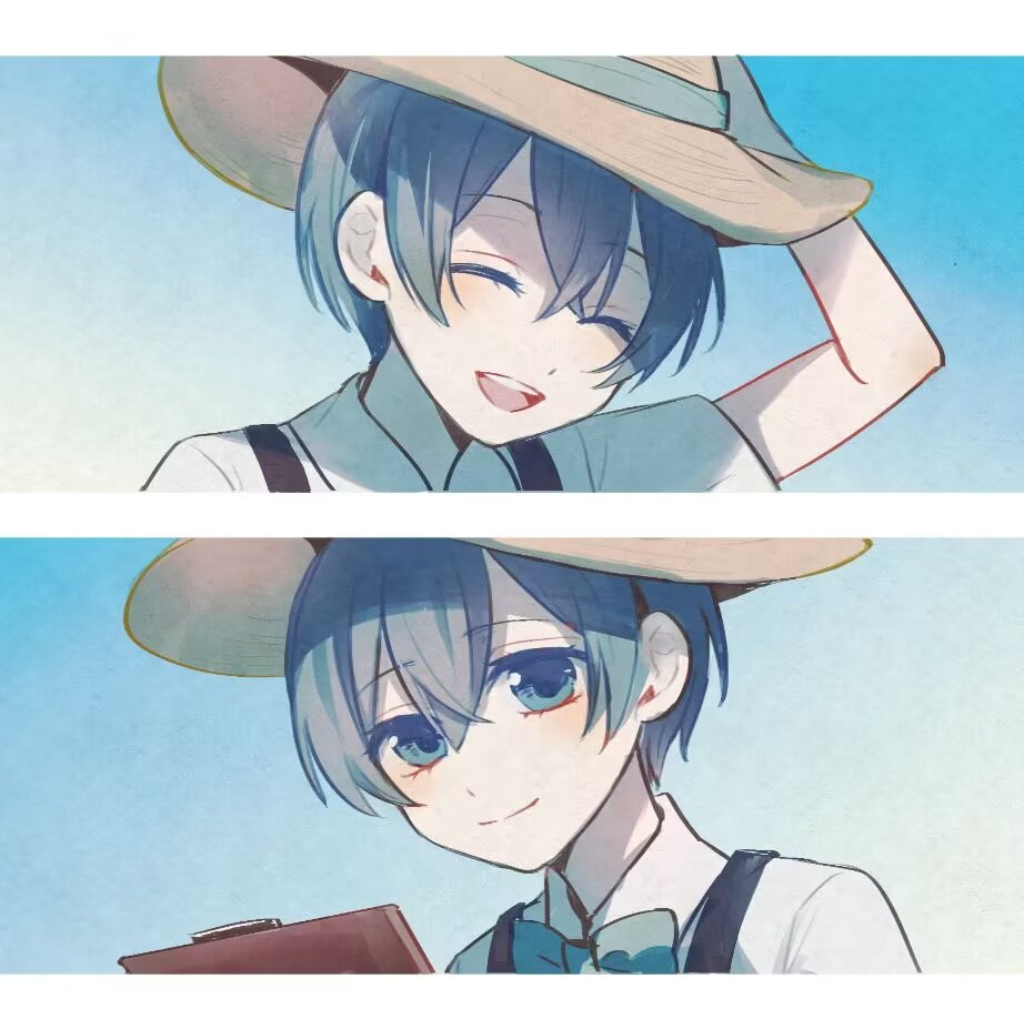 The Big ImageBoard (TBIB) - 1boy aged down alternate costume bishounen blue background blue bow ...