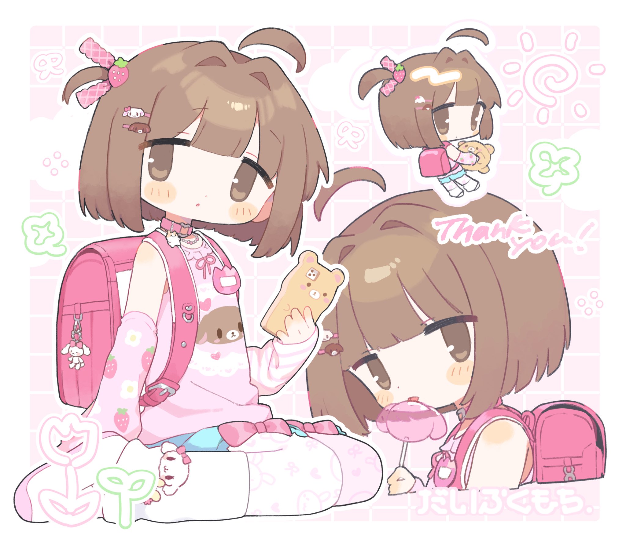 The Big ImageBoard (TBIB) - 1girl aged down ahoge backpack bag bag charm blush bow brown eyes ...