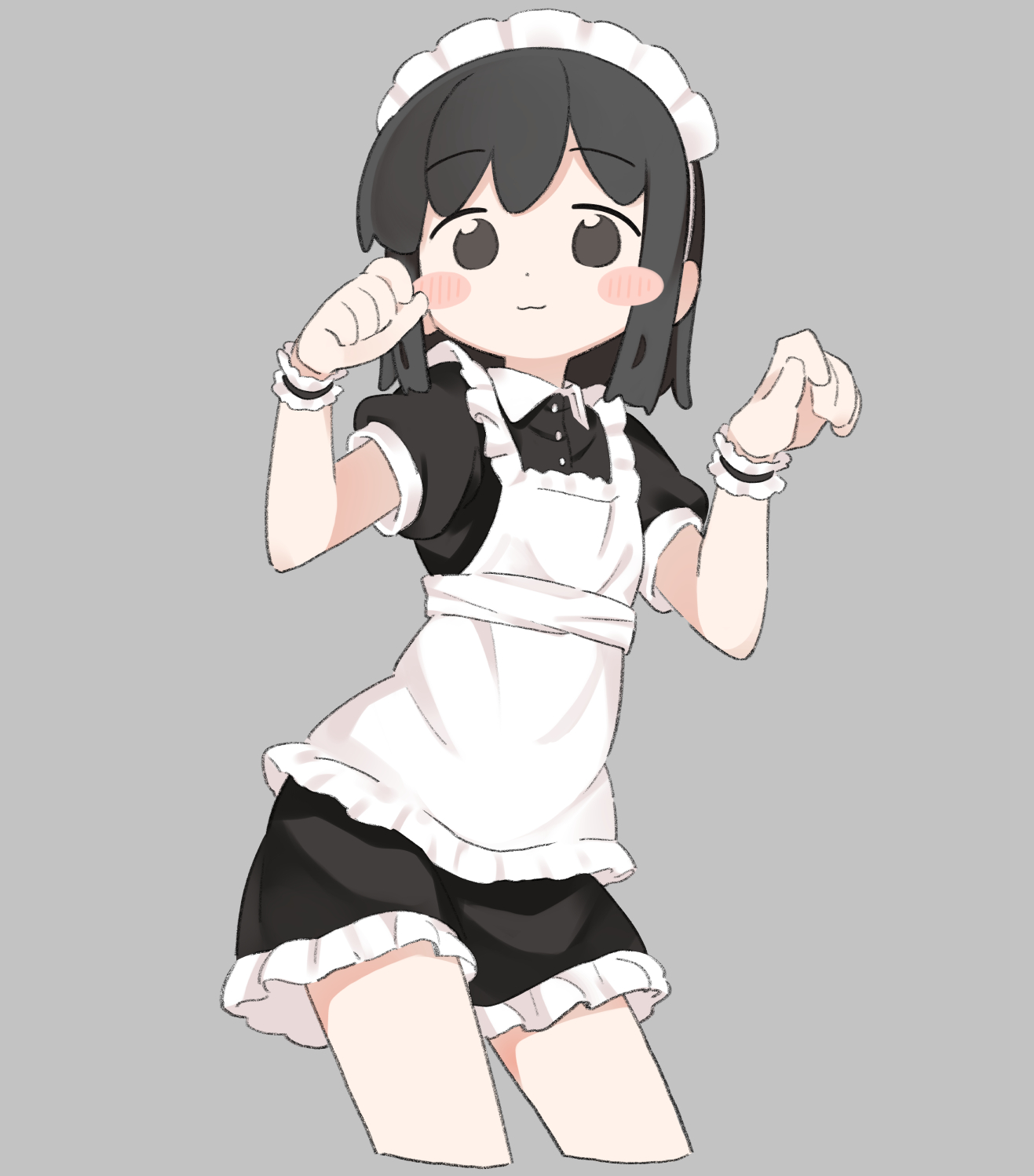 The Big ImageBoard (TBIB) - 1girl apron black dress black hair blush stickers dress frilled ...