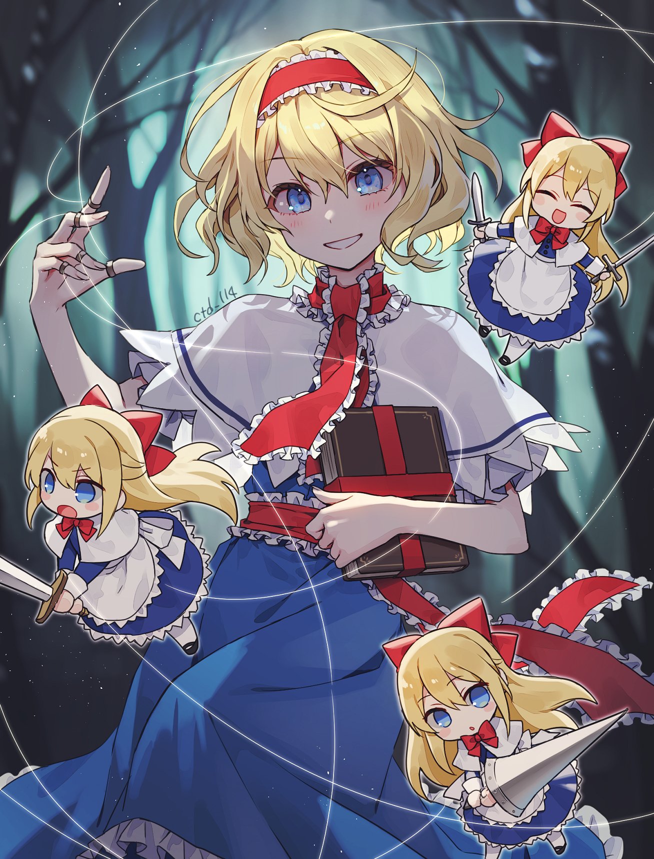 The Big ImageBoard (TBIB) - 1girl alice margatroid blonde hair blue dress blue eyes book bow ...