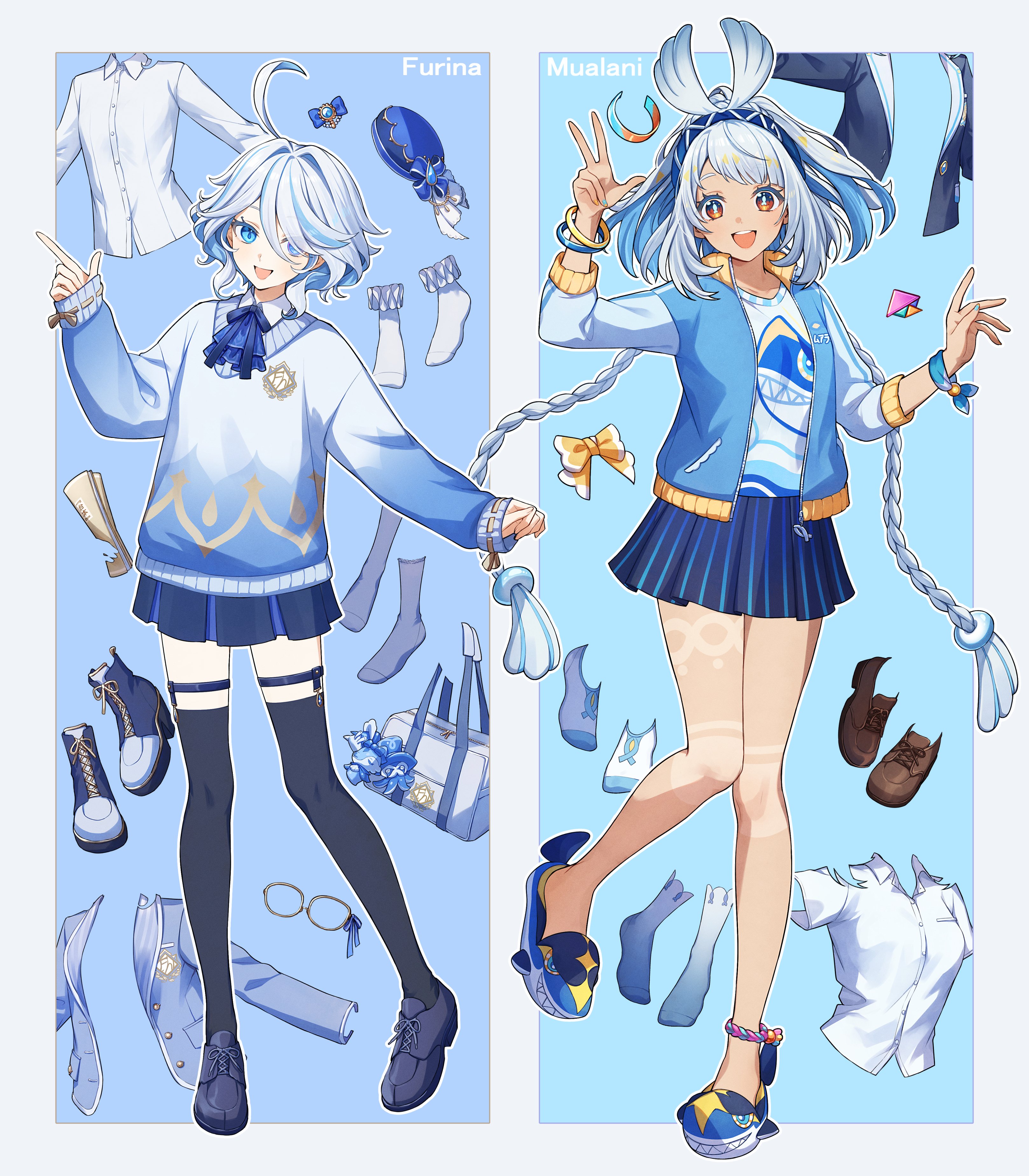 The Big ImageBoard (TBIB) - 2girls absurdres alternate costume aoiro oto bag black thighhighs ...