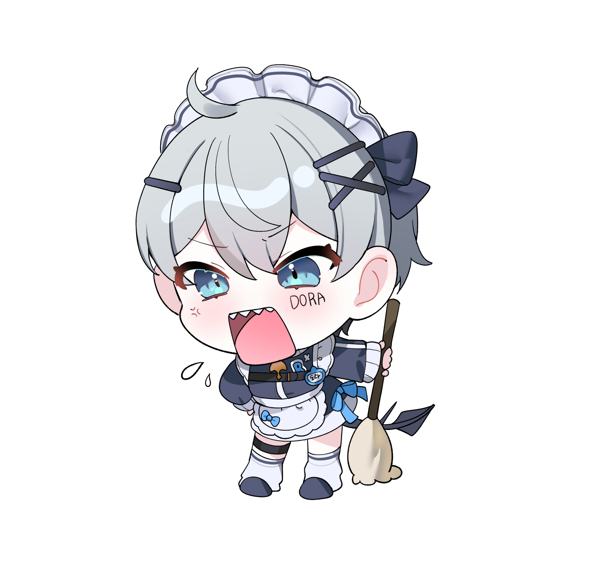 The Big ImageBoard (TBIB) - 1girl ahoge anger vein apron black bow black dress blue eyes bow ...