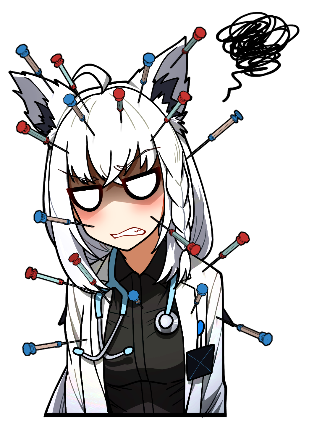 The Big ImageBoard (TBIB) - 1girl angry animal ear fluff animal ears black shirt blush braid ...