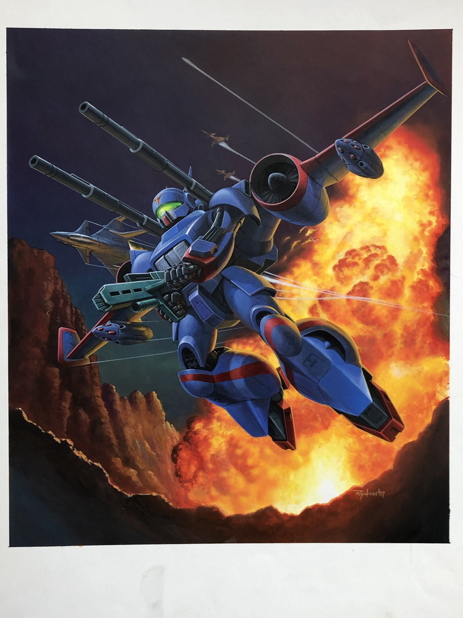 The Big ImageBoard (TBIB) - 1980s (style) aircraft airplane arm cannon artist name assault visor ...