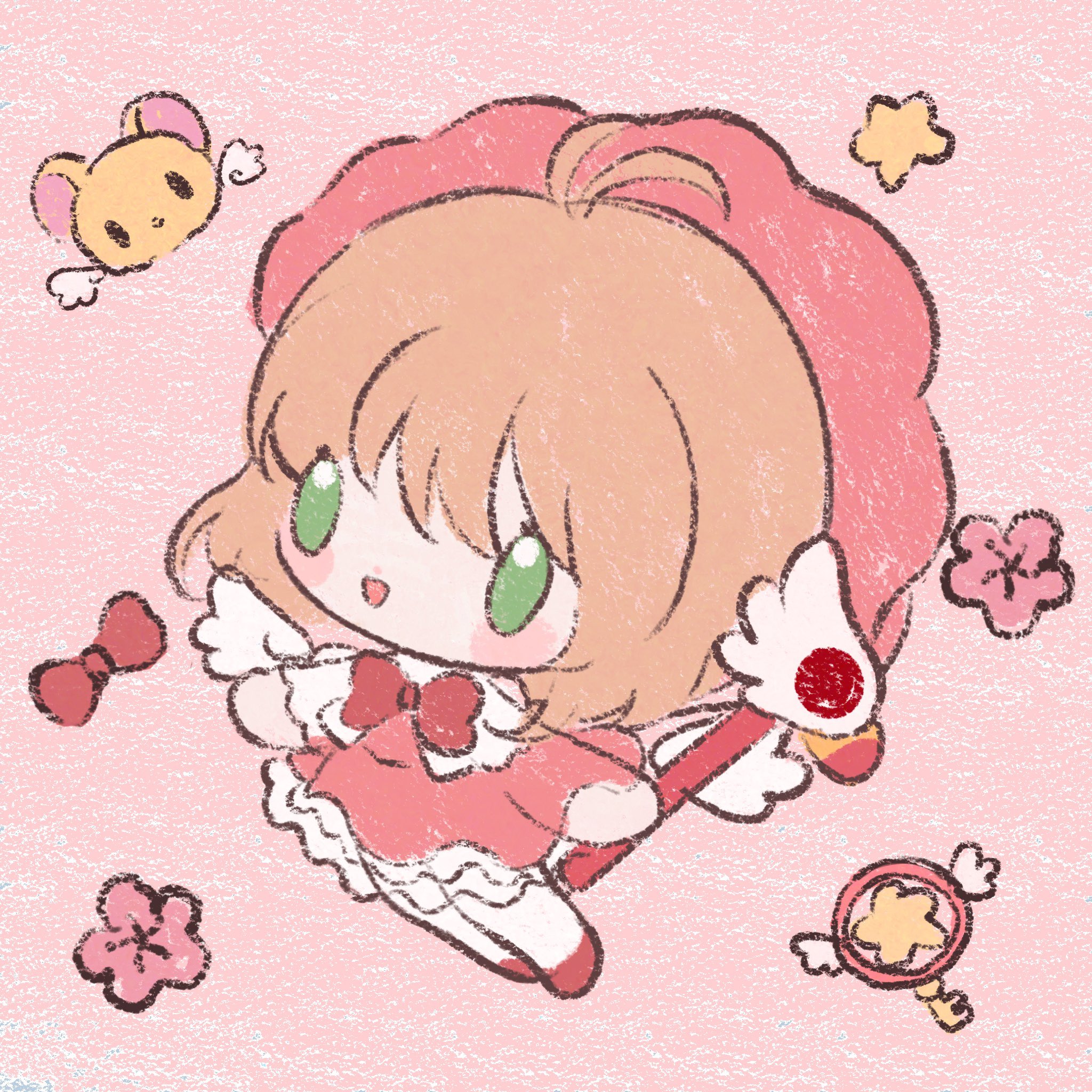 The Big ImageBoard (TBIB) - 1girl ahoge bow brown hair cardcaptor sakura chibi dress feathered ...