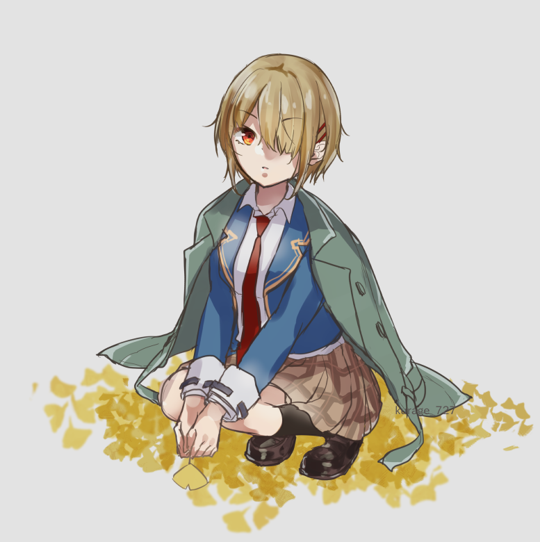 The Big ImageBoard (TBIB) - 1girl artist name black footwear black socks blazer blue jacket ...