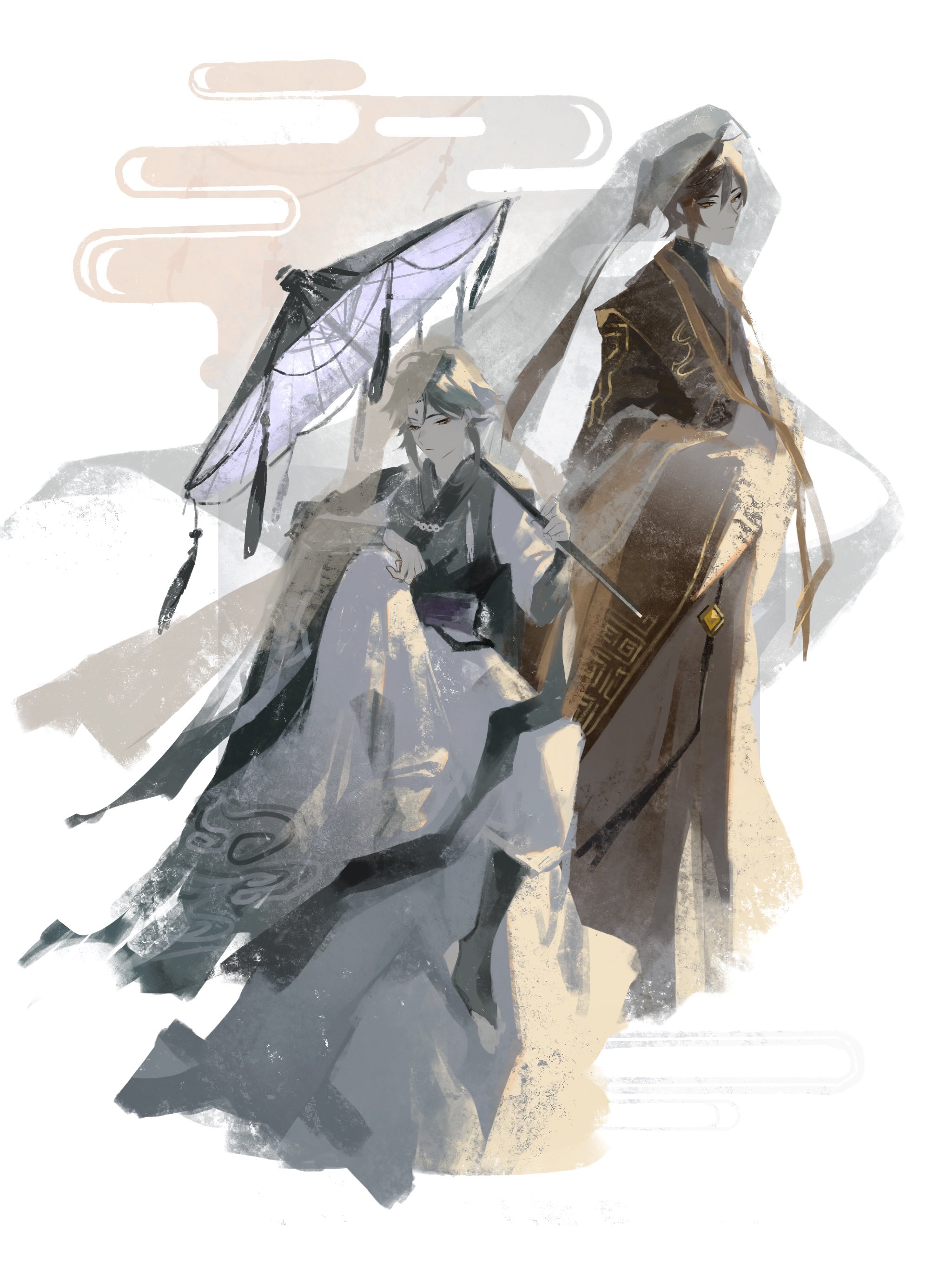 The Big ImageBoard (TBIB) - 2boys absurdres brown hair brown hanfu ...