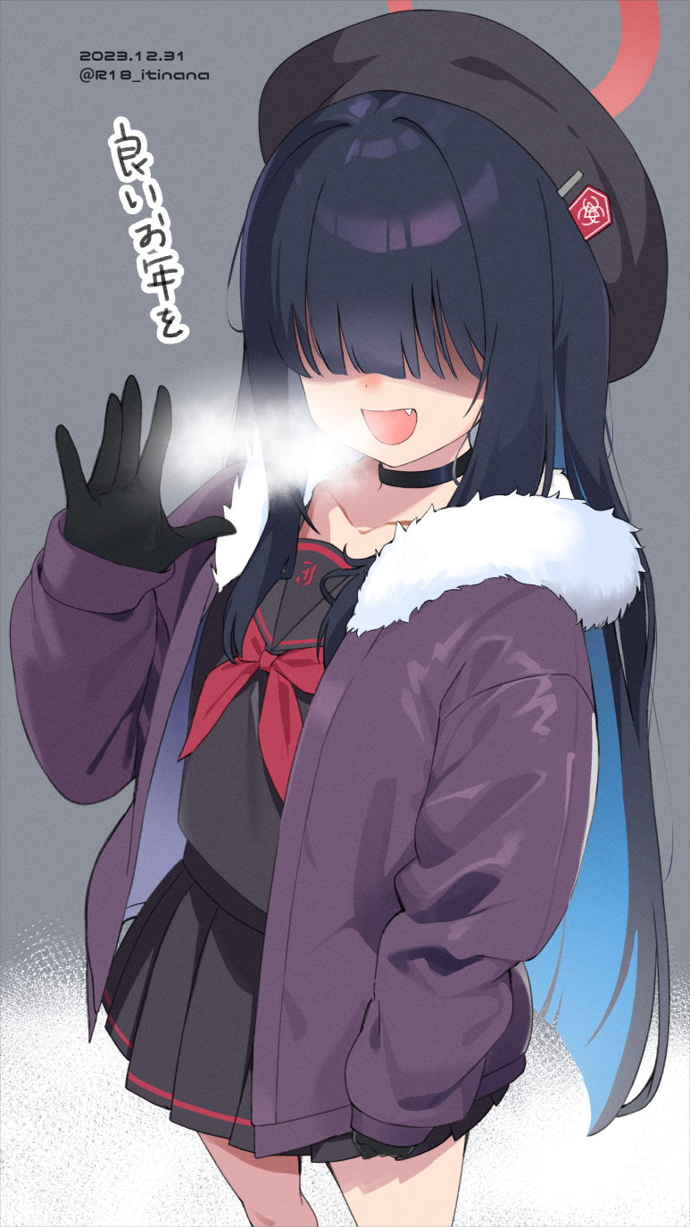 The Big ImageBoard (TBIB) - 1girl beret black choker black gloves black hair black jacket black ...