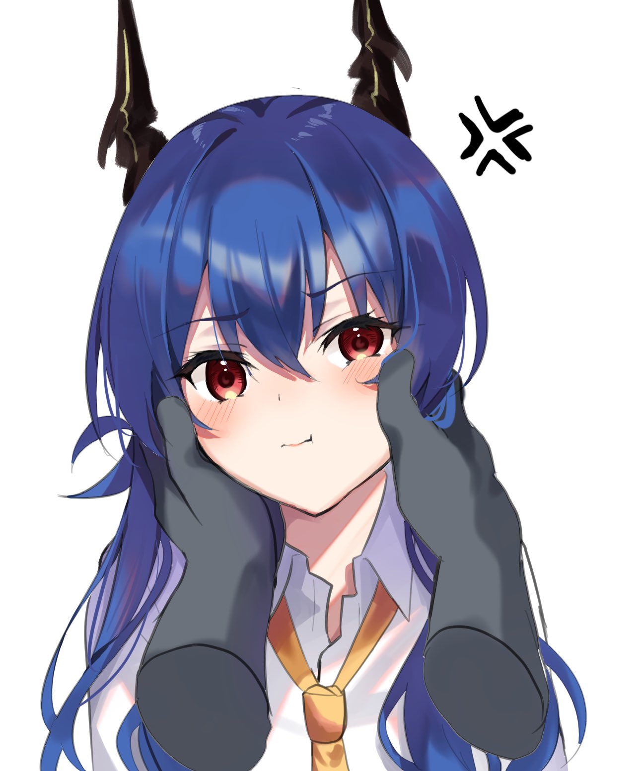 The Big ImageBoard (TBIB) - 1girl 1other anger vein arknights blue hair blush ch'en (arknights ...