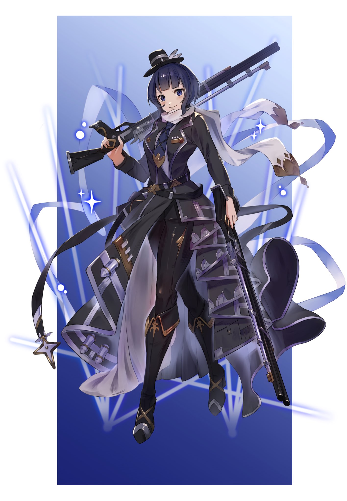 The Big ImageBoard (TBIB) - 1girl asaka karin belt blue background blue ...