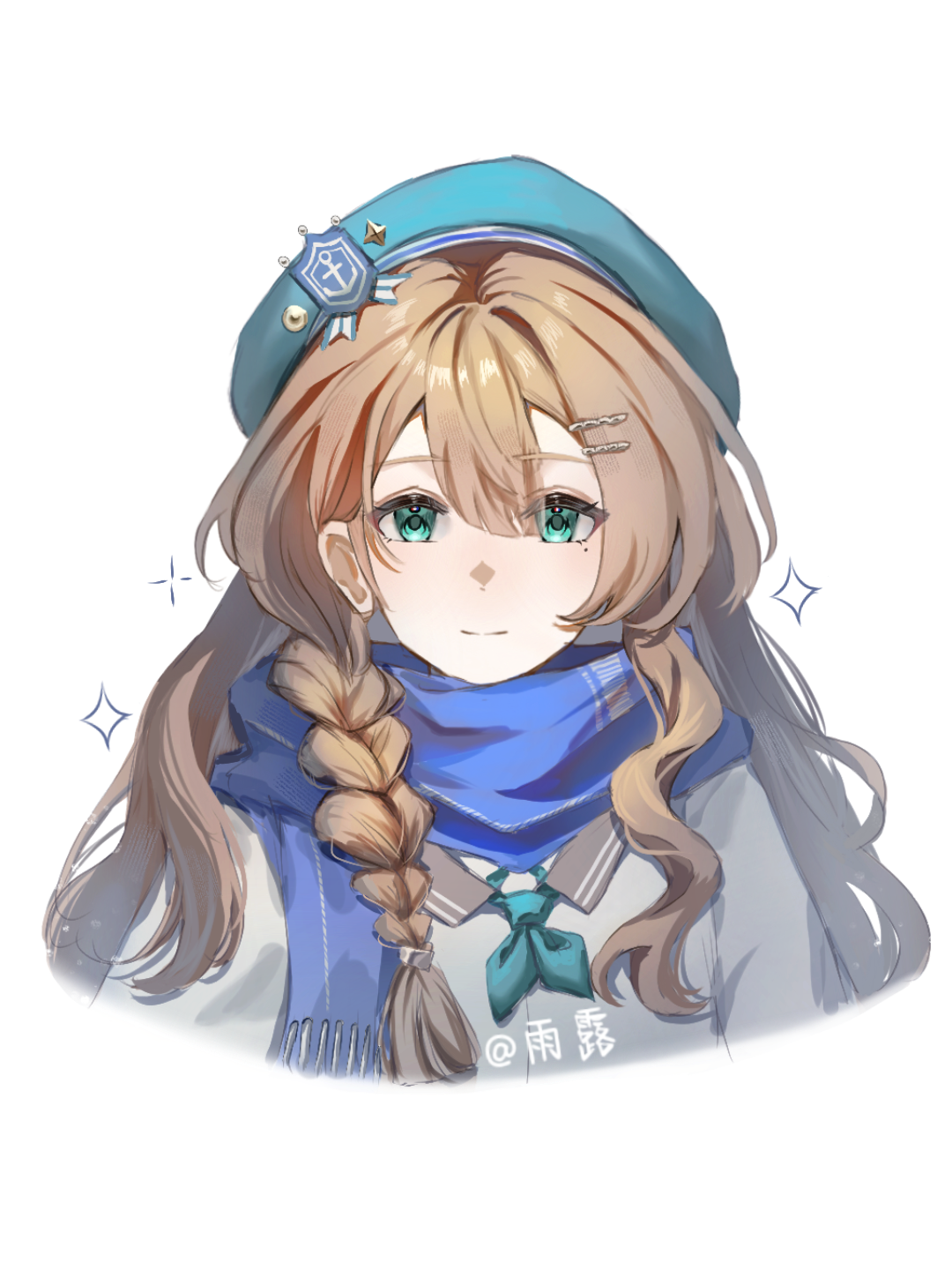 The Big ImageBoard (TBIB) - 1girl blue scarf braid brown hair cabbie hat closed mouth coat ...