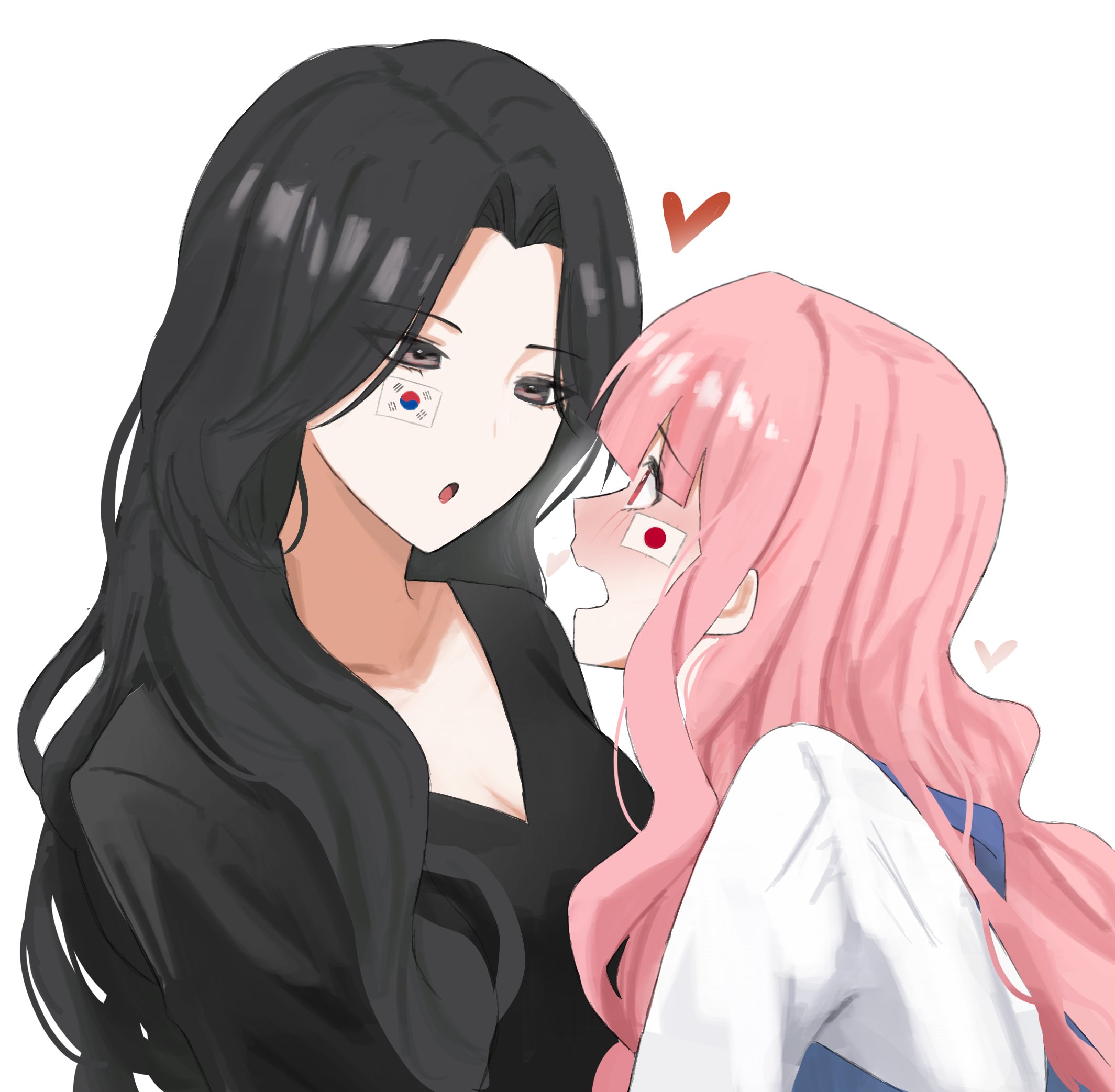 The Big ImageBoard (TBIB) - 2girls black hair black shirt blush breasts ...