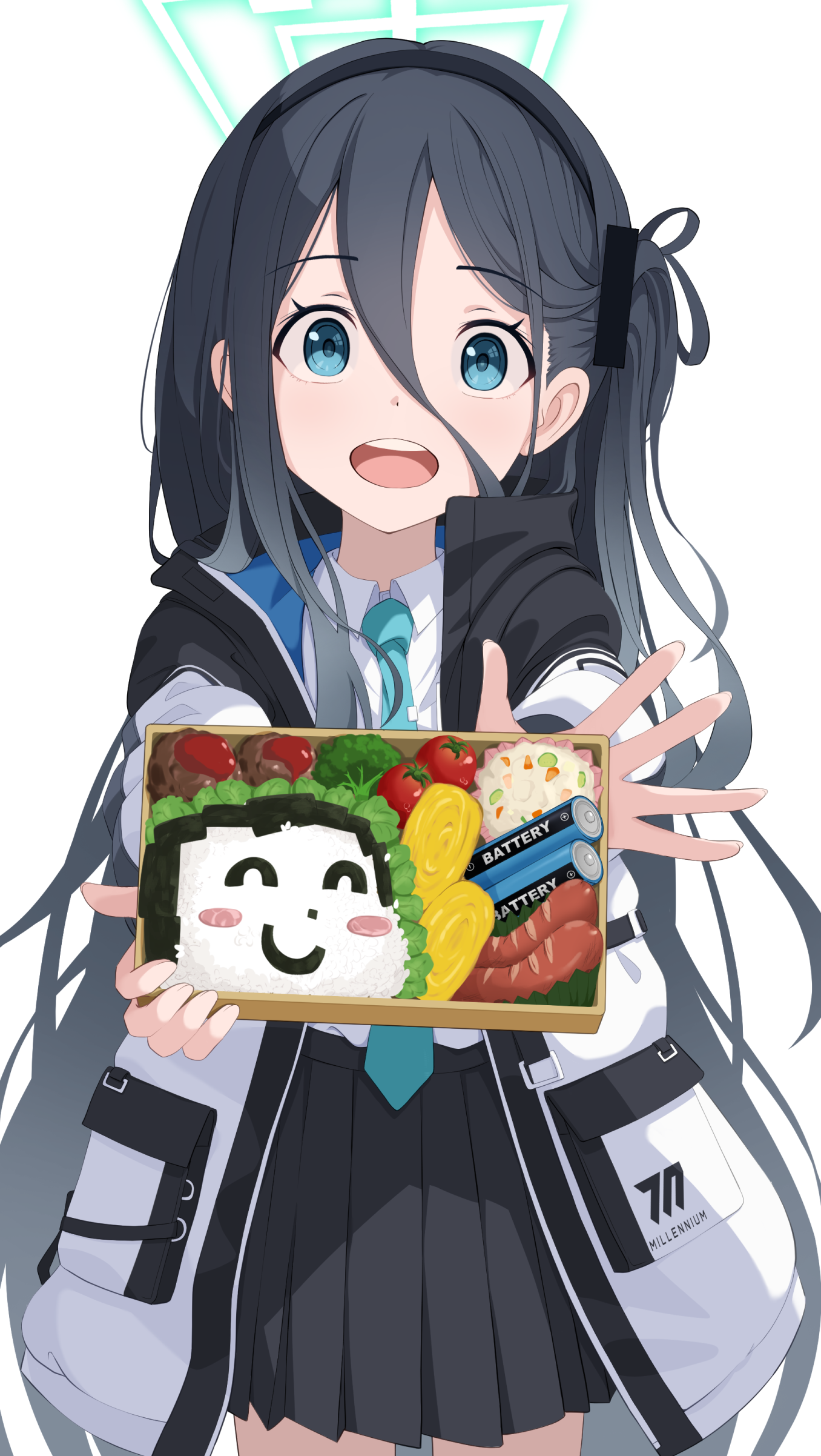 The Big ImageBoard (TBIB) - 1girl absurdres aqua halo aris (blue archive) battery bento black ...