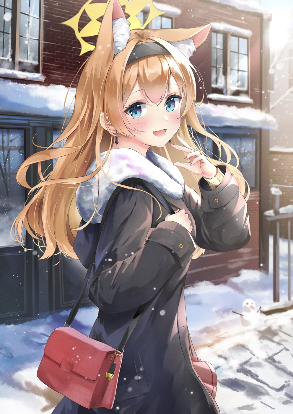 The Big ImageBoard (TBIB) - 1girl aizawa (aizawatsu) animal ear fluff animal ears bag black coat ...