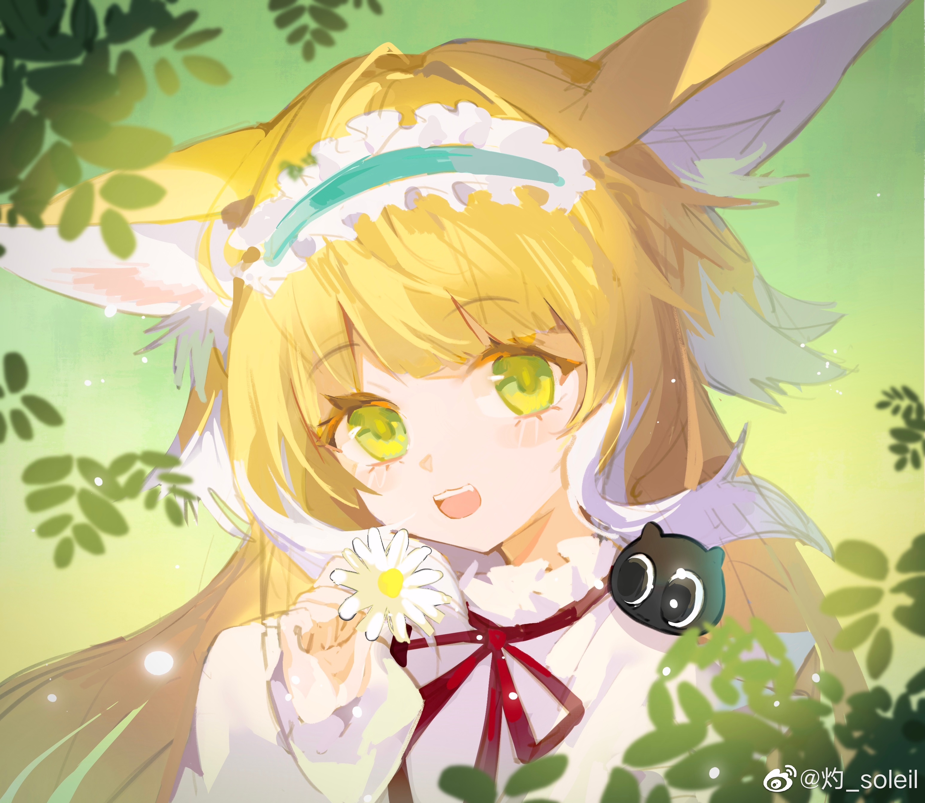 The Big ImageBoard (TBIB) - 1girl :d absurdres animal ears aqua hairband arknights blonde hair ...