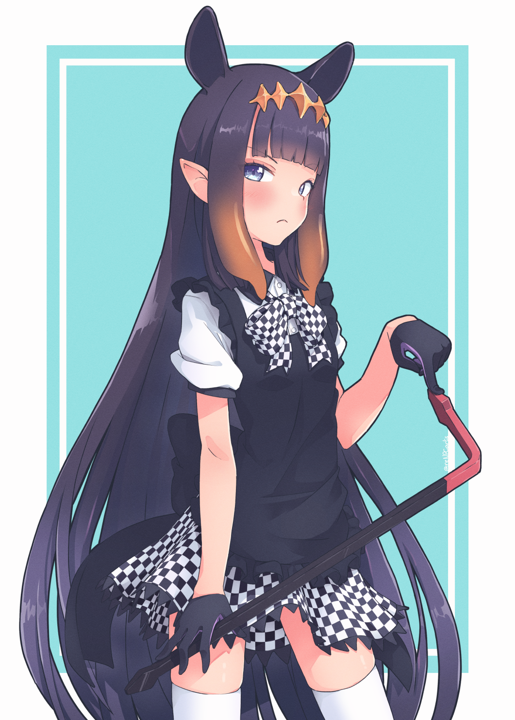 The Big Imageboard Tbib 1girl Bangs Black Gloves Black Skirt Blue