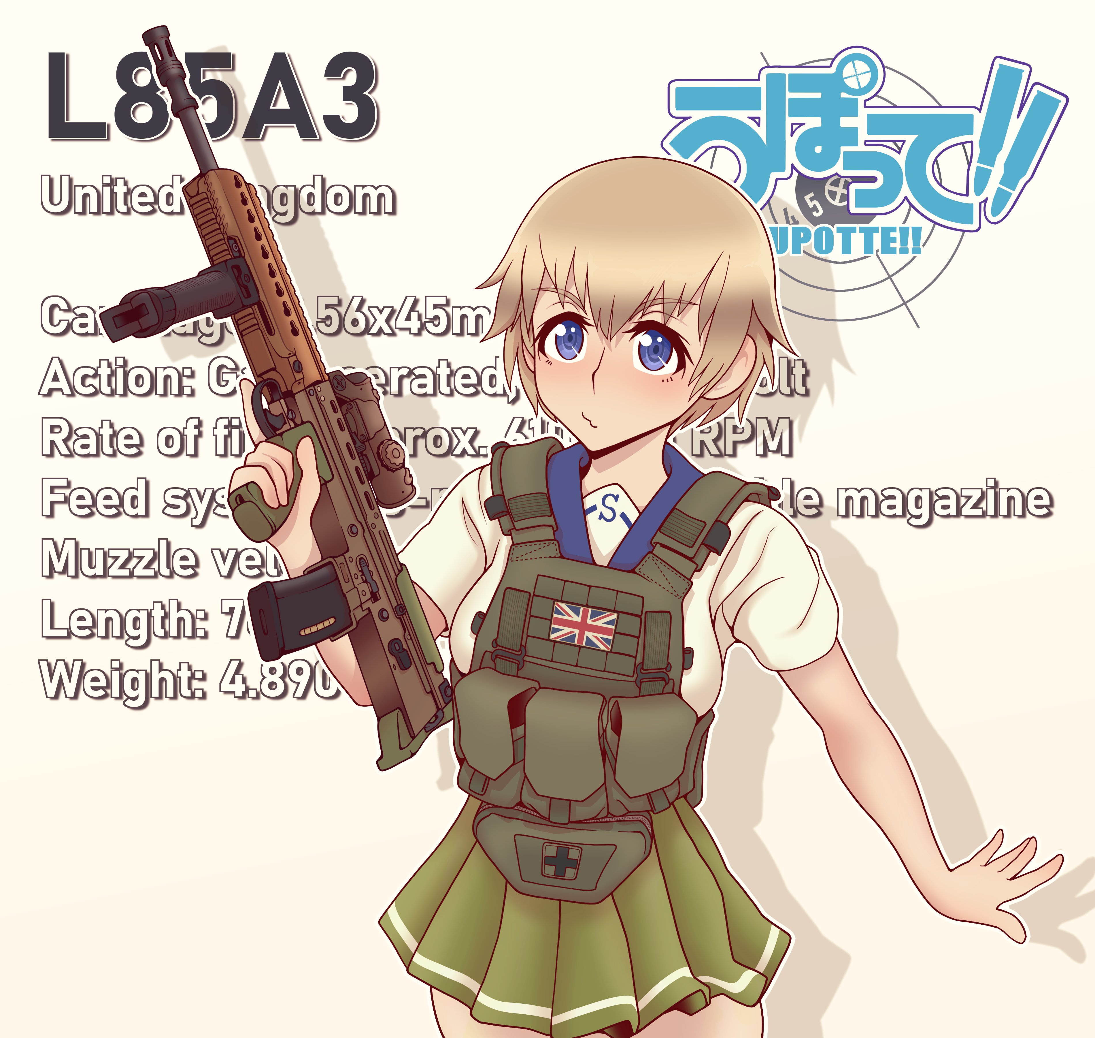 The Big ImageBoard (TBIB) - 1girl absurdres assault rifle blonde hair blue eyes blush bullpup ...