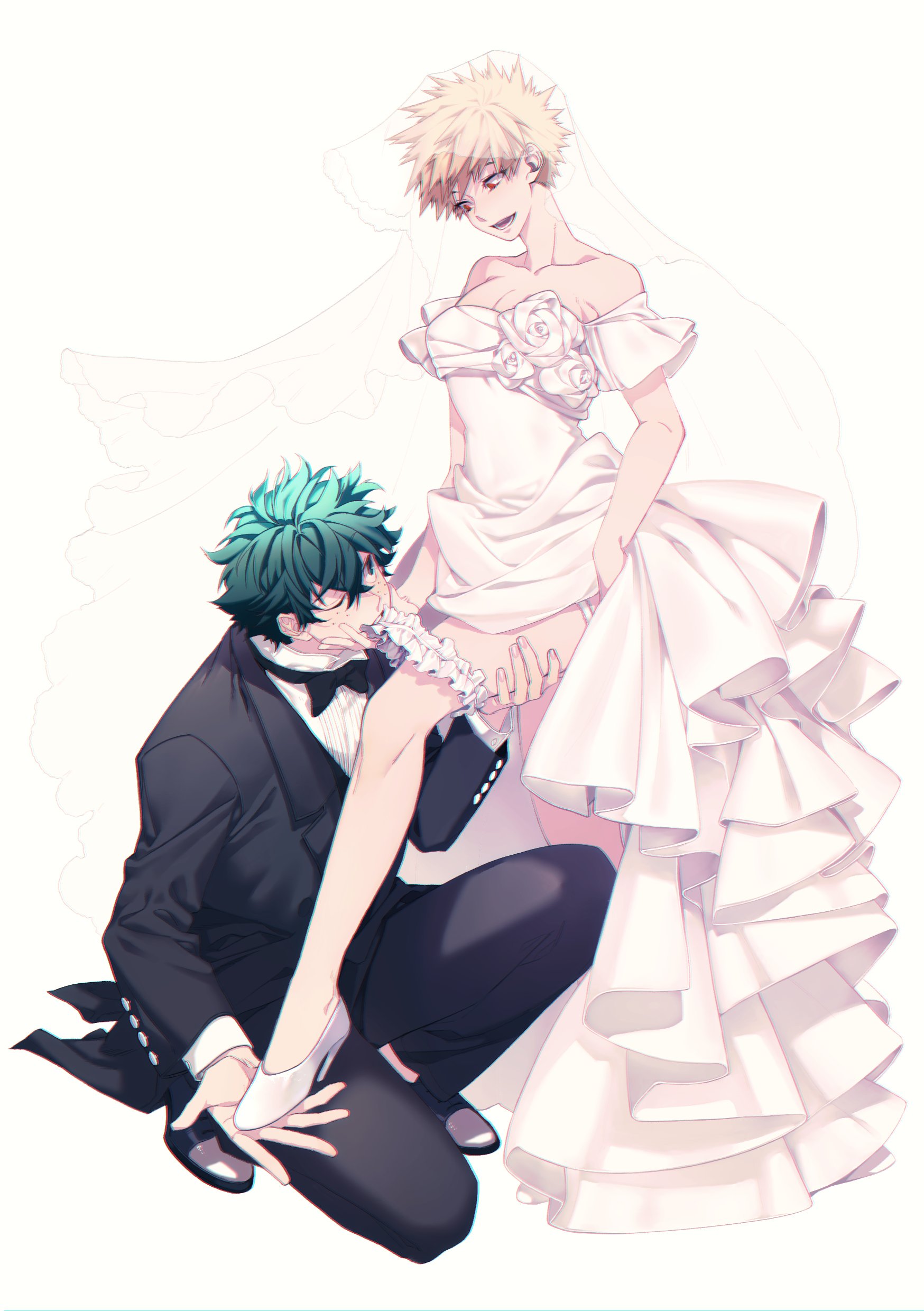 The Big ImageBoard (TBIB) - 1boy 1girl absurdres artist request bakugou katsuki bare shoulders ...