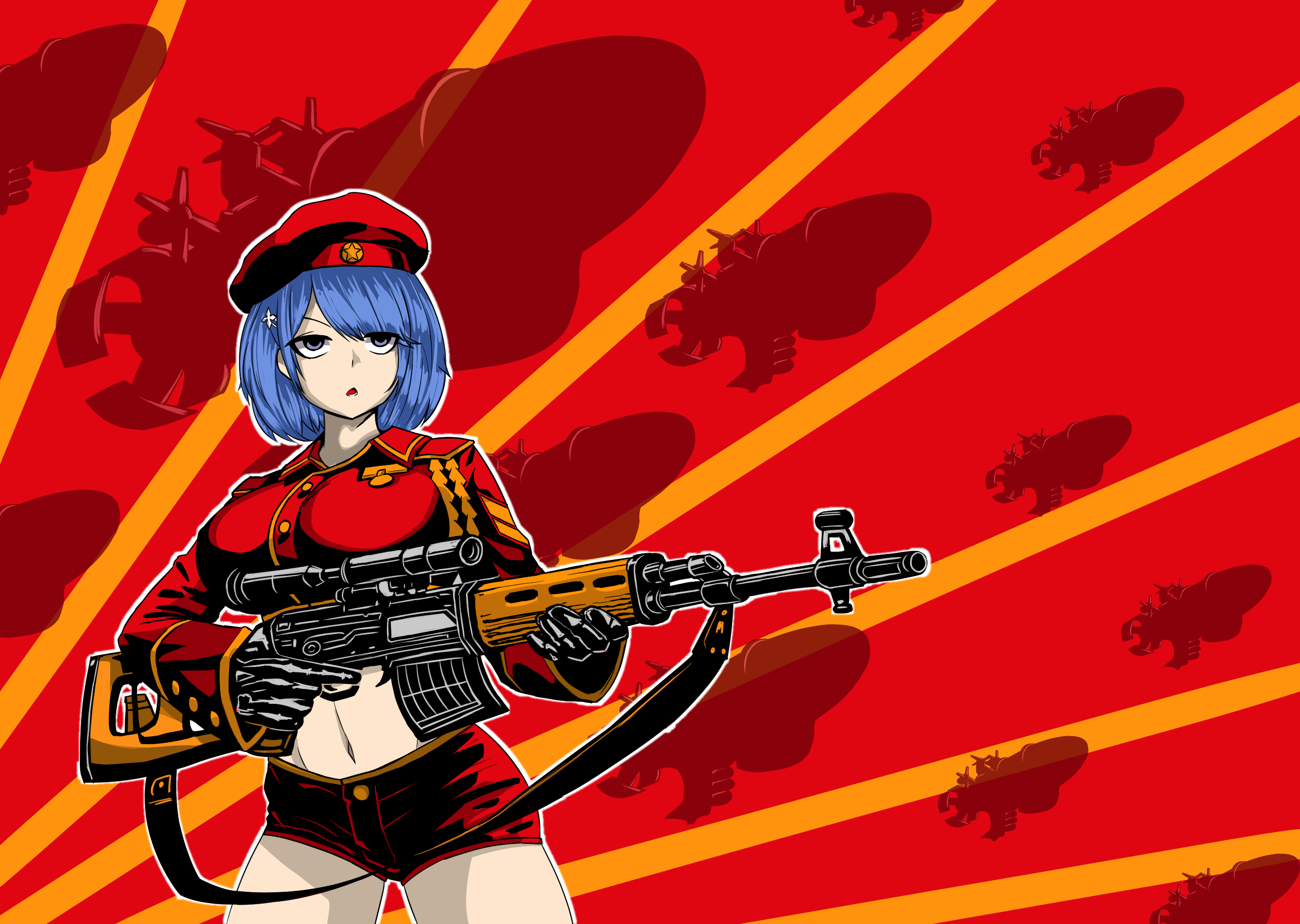 The Big ImageBoard (TBIB) - 1girl azur lane beret blue hair chapayev ...