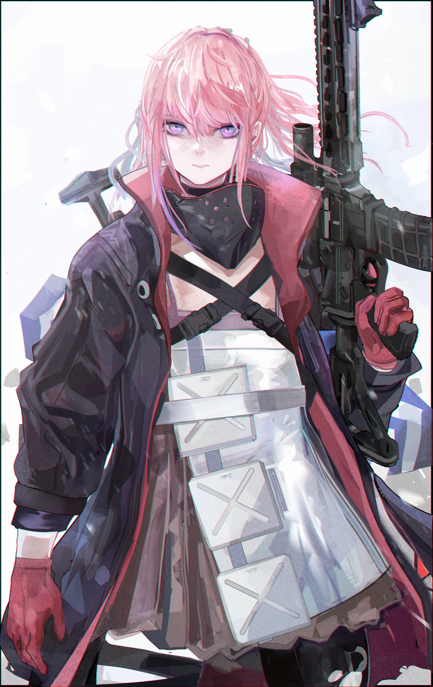 The Big ImageBoard (TBIB) - 1girl ar-15 assault rifle bangs cowboy shot dress girls frontline ...