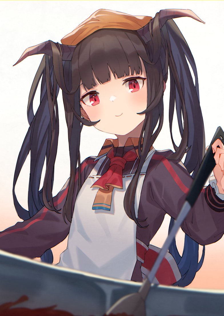 The Big ImageBoard (TBIB) - 1girl apron black hair blue archive blunt ...