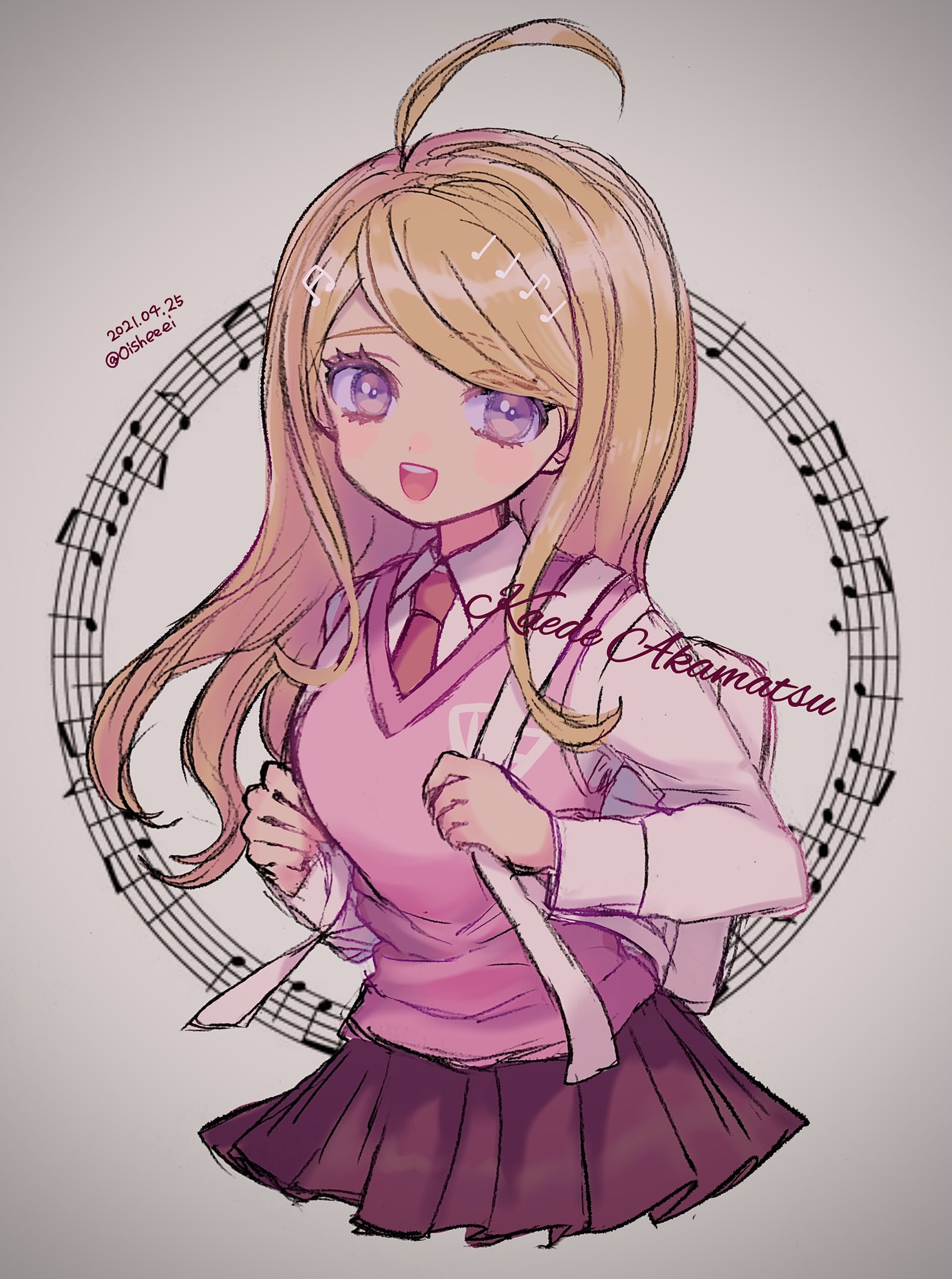The Big Imageboard Tbib 1girl D Ahoge Akamatsu Kaede Bangs Beamed