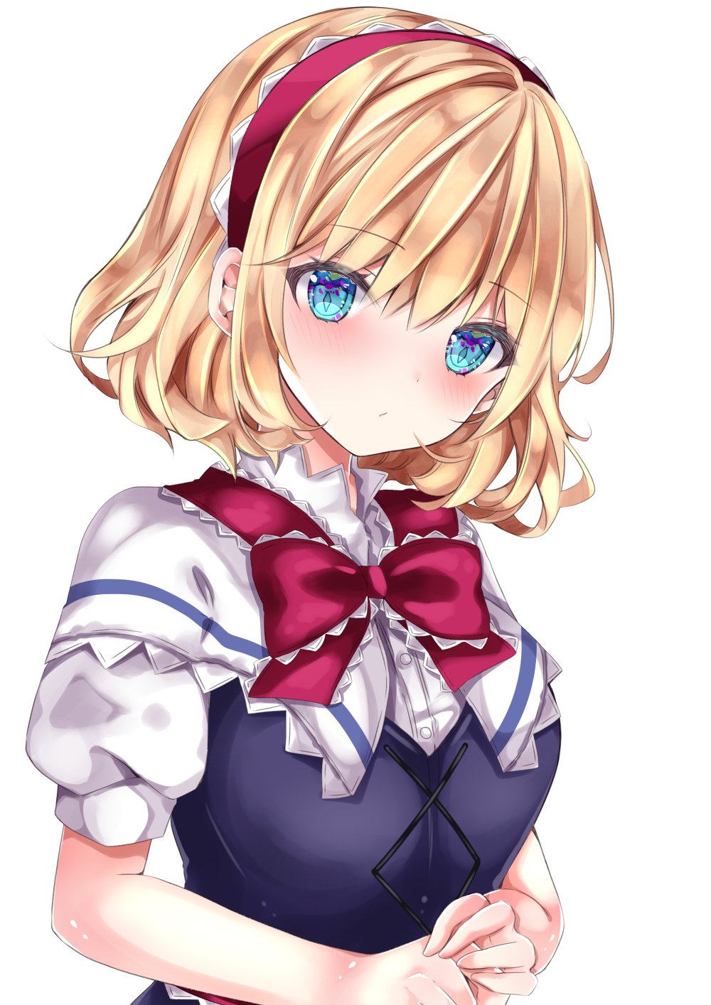 The Big ImageBoard (TBIB) - 1girl alice margatroid bangs blonde hair blue eyes bow capelet ...