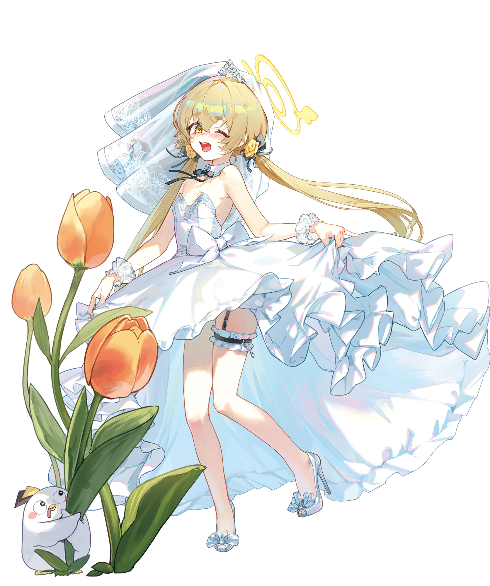 The Big ImageBoard (TBIB) - 1girl blue archive blush breasts dress flower hair between eyes halo ...