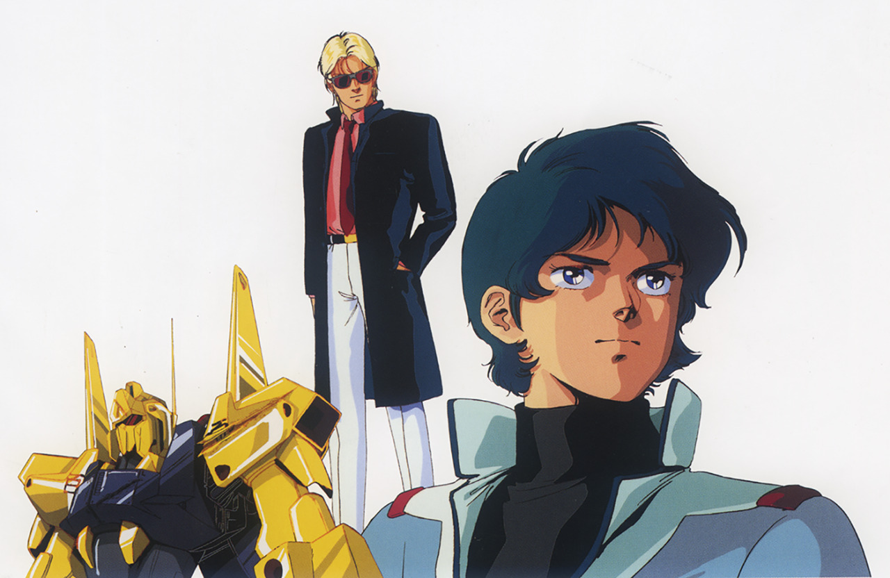 The Big ImageBoard (TBIB) - 1980s (style) 1990s (style) 2boys black hair blonde hair gundam ...