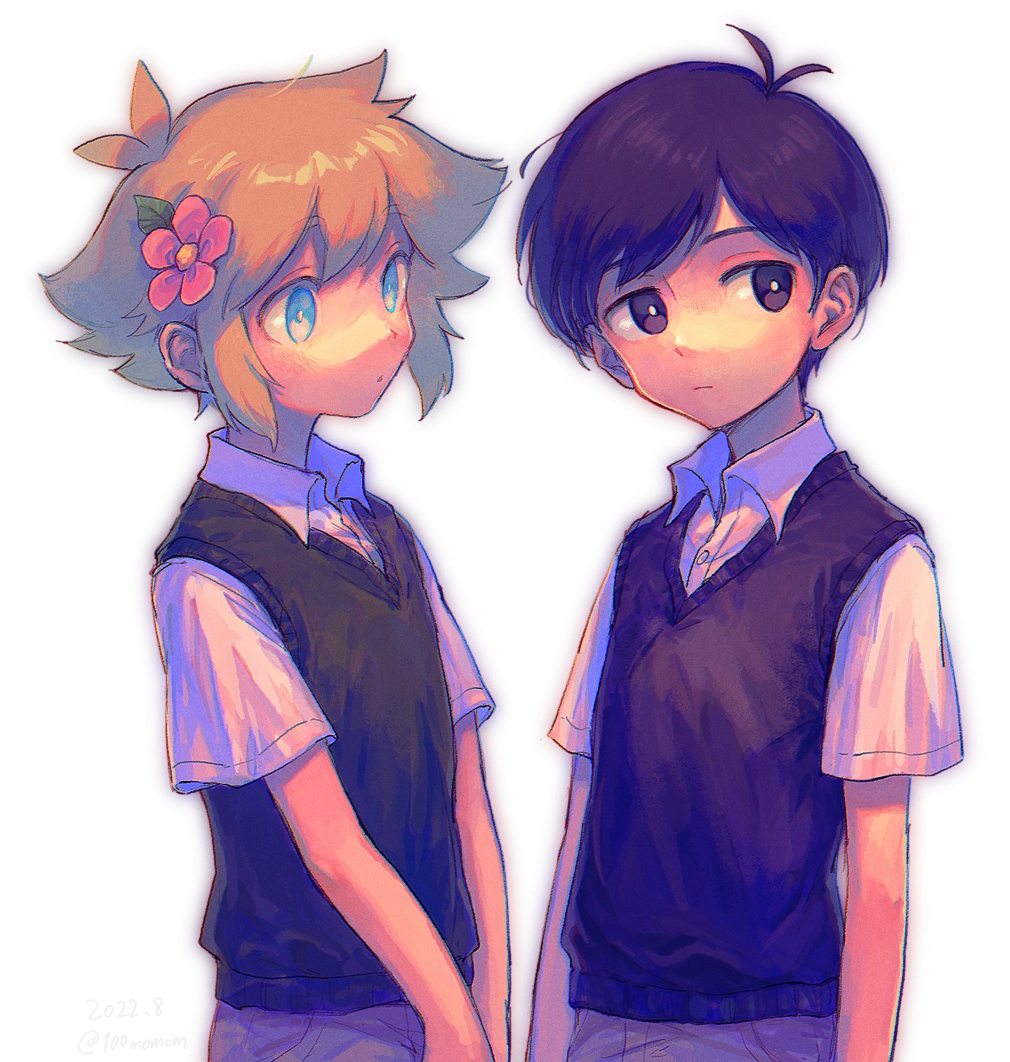 The Big ImageBoard (TBIB) - 2boys basil (faraway) (omori) basil (omori) black eyes black hair ...