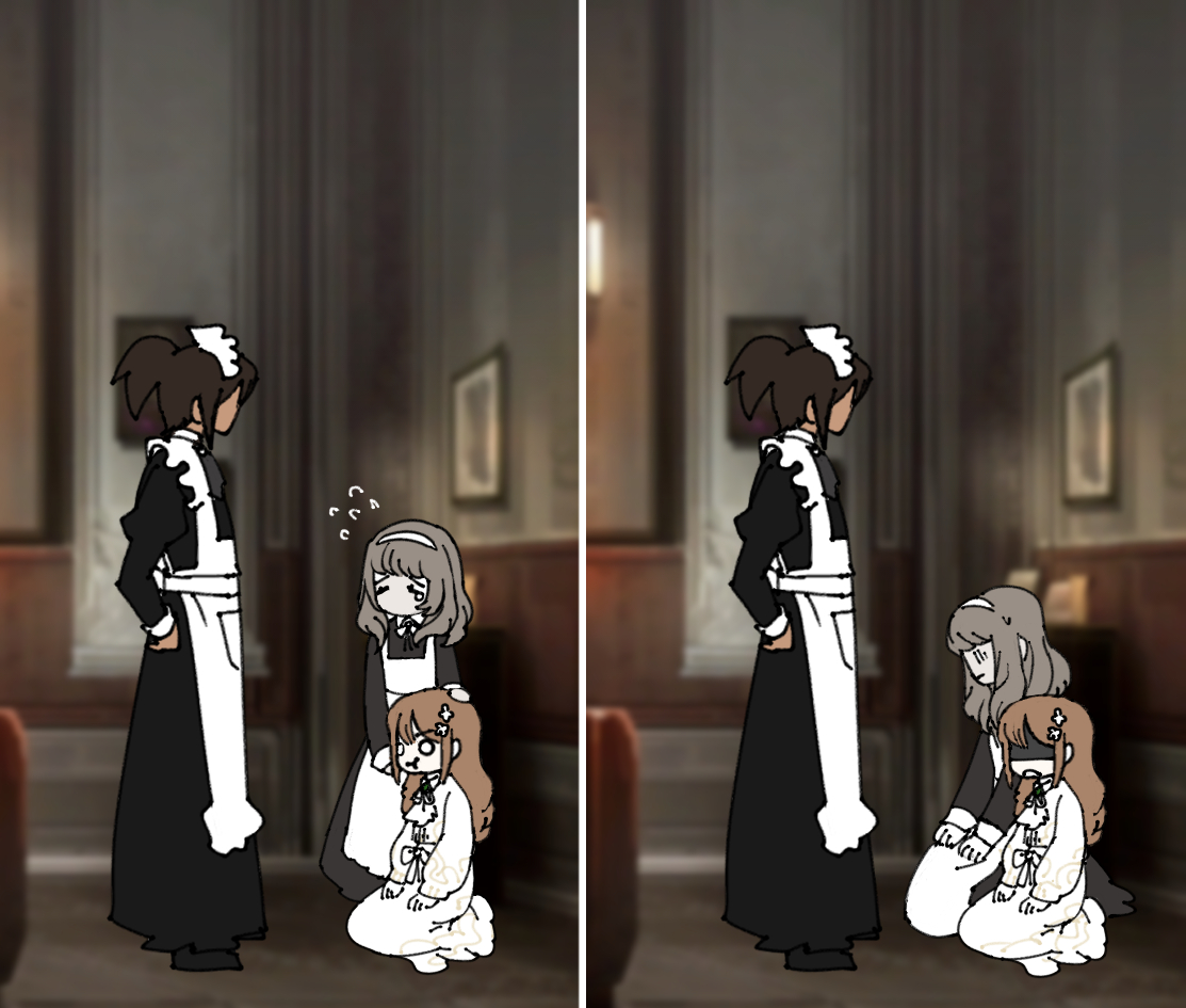 The Big ImageBoard (TBIB) - 3girls apron ascot black ascot black dress ...