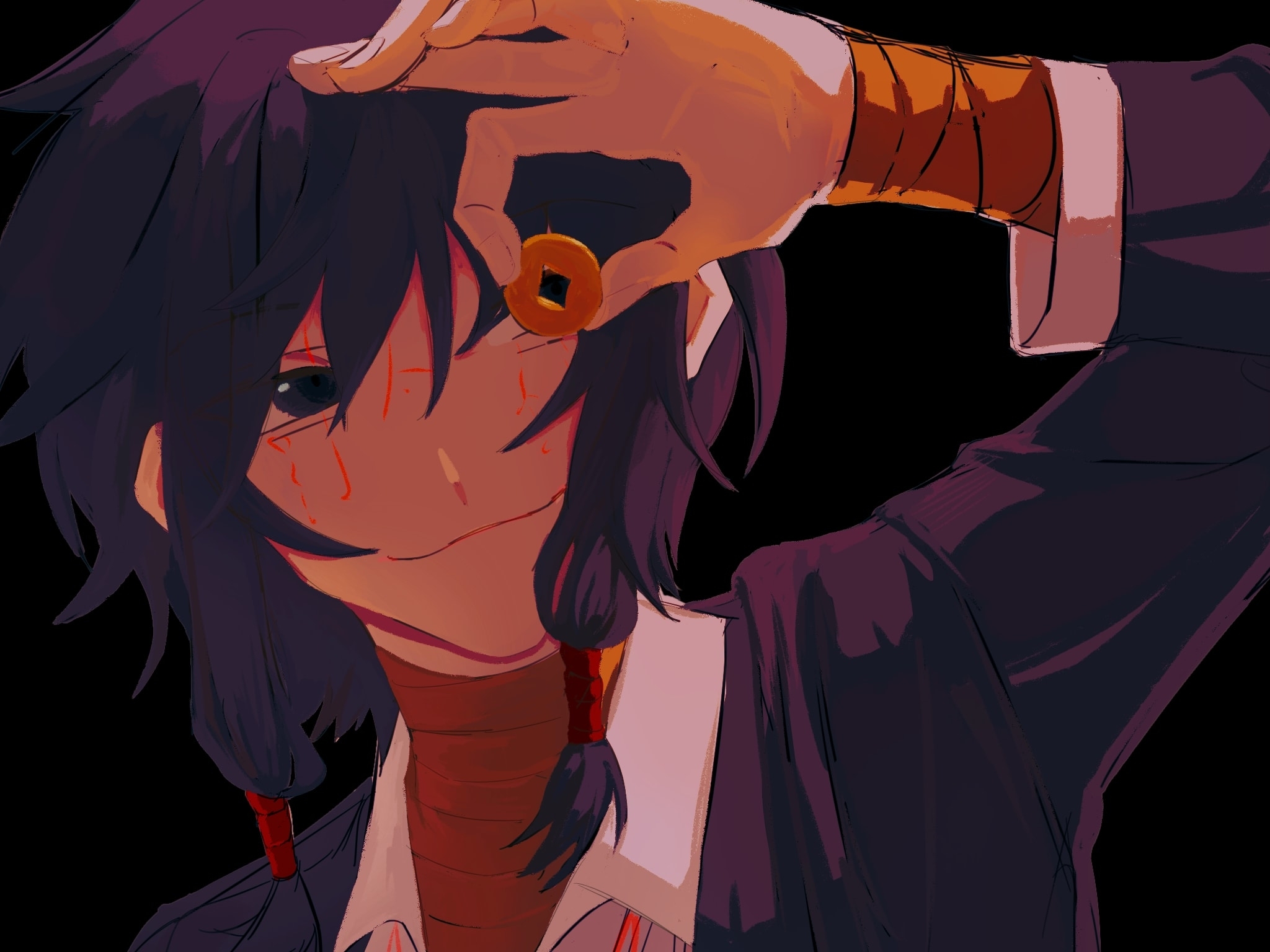 The Big ImageBoard (TBIB) - 1boy black background black eyes black hair black jacket chinese ...