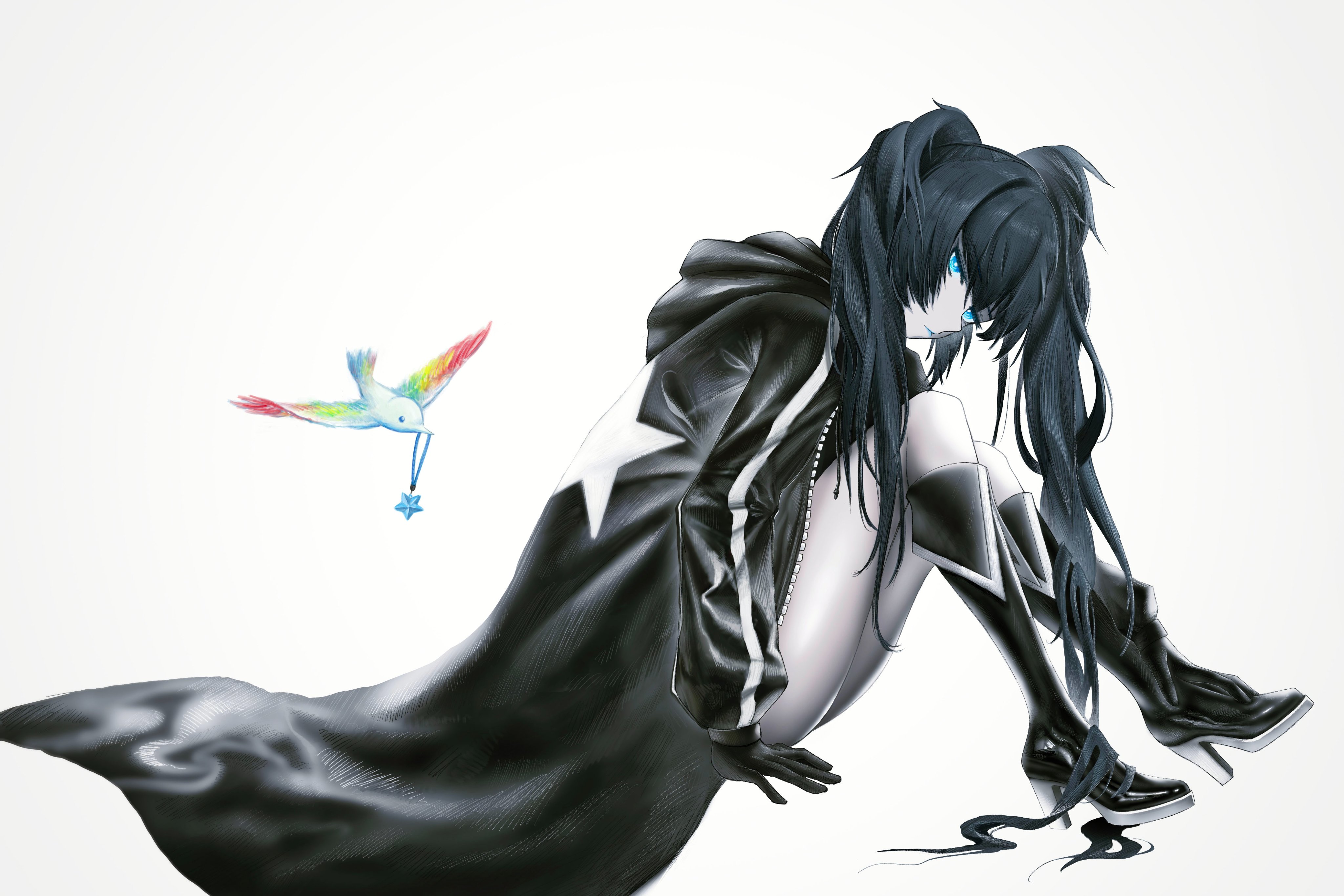 The Big ImageBoard (TBIB) - 1girl absurdres bird black coat black footwear black gloves black ...