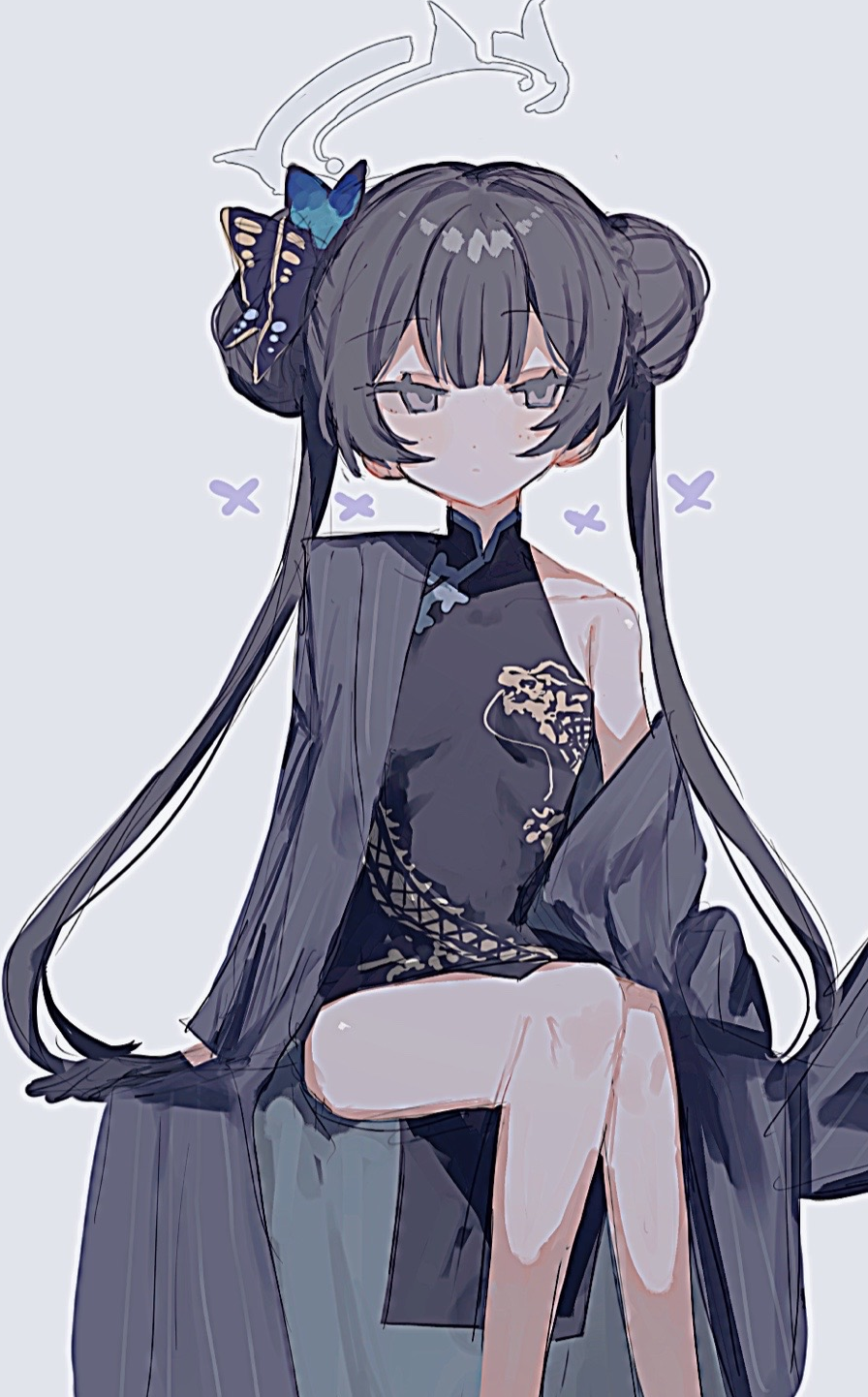 The Big ImageBoard (TBIB) - 1girl black dress black gloves black hair blue archive blue ...