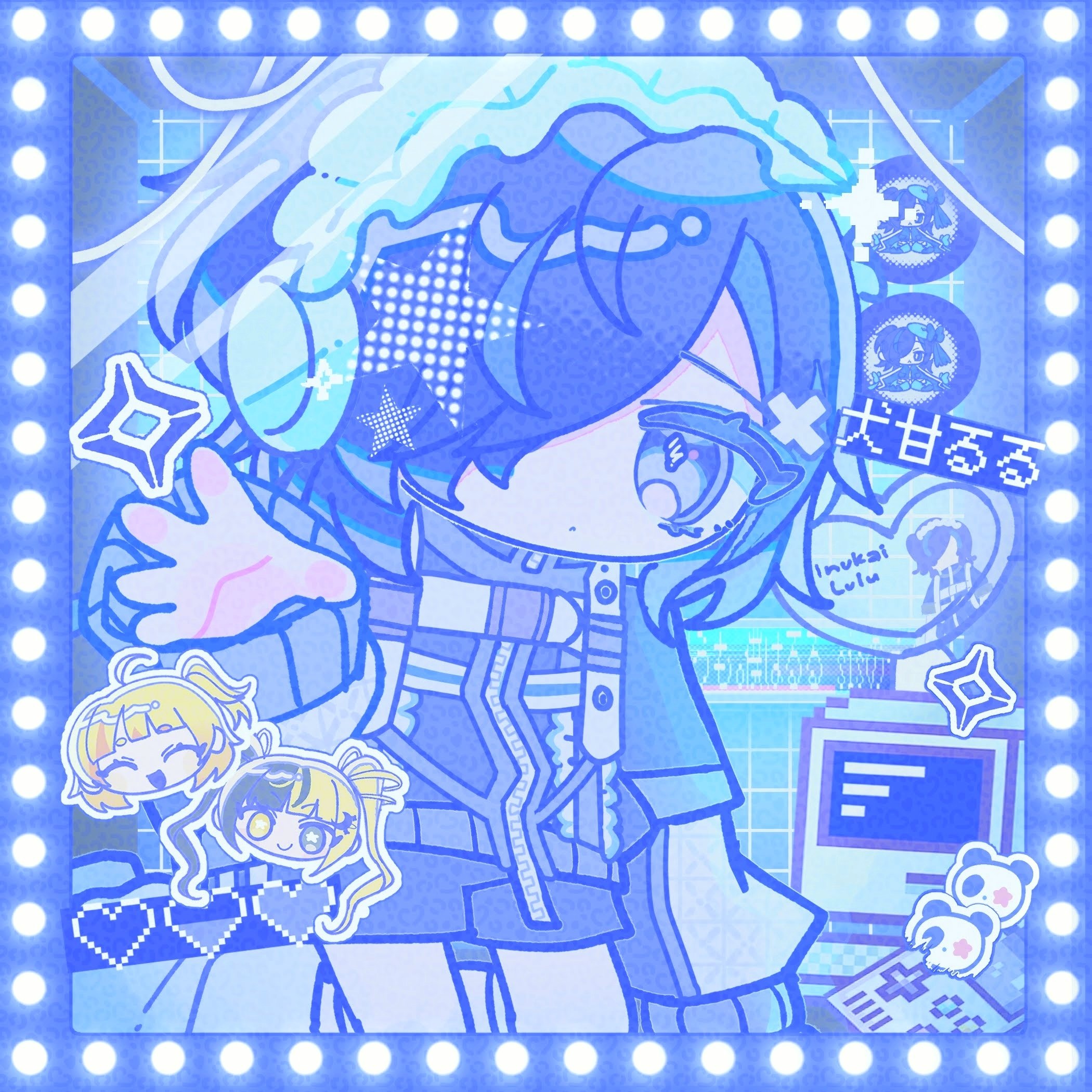 The Big ImageBoard (TBIB) - 1girl blonde hair blue border blue eyes blue hair blue jacket blue ...