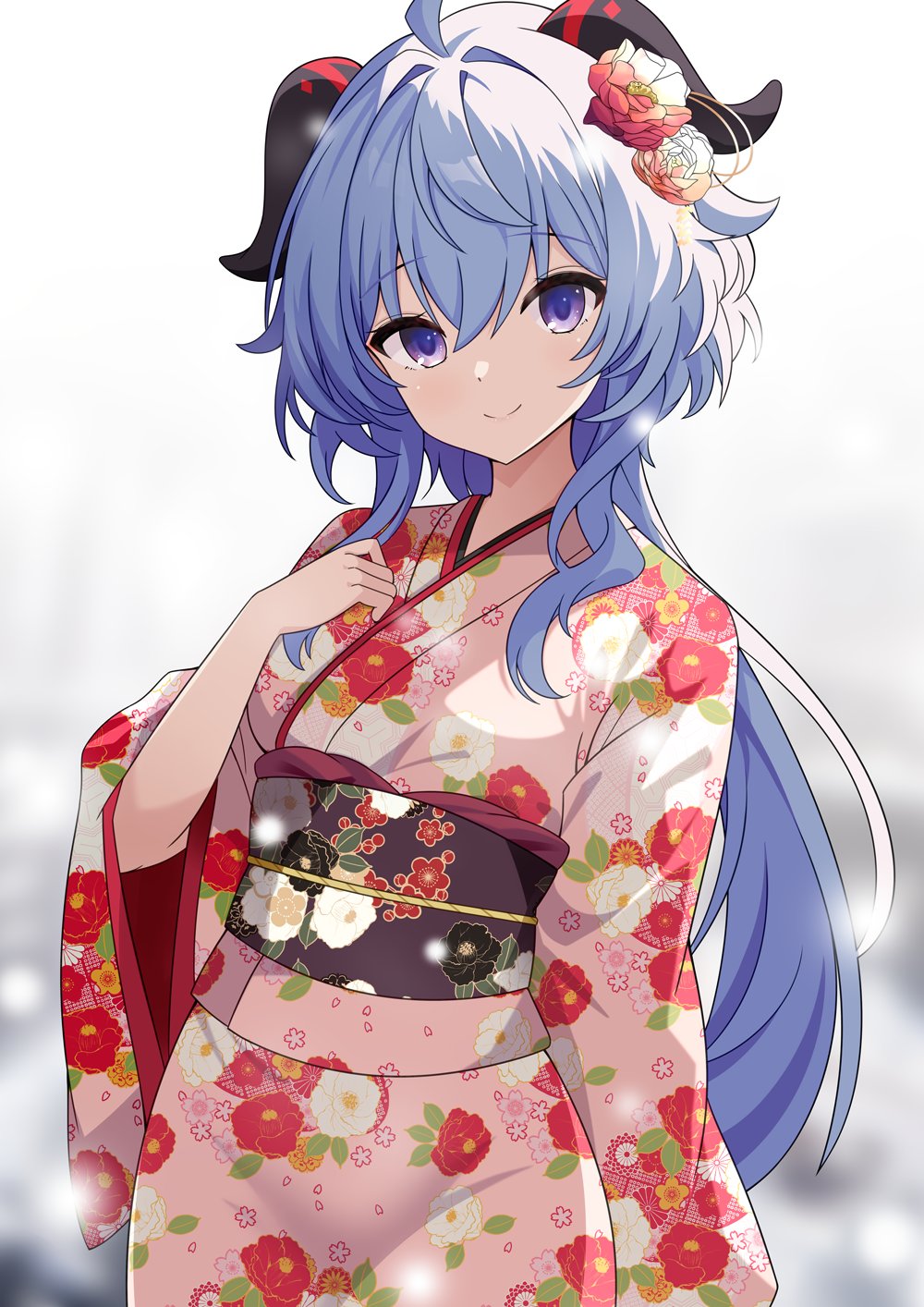 The Big ImageBoard (TBIB) - 1girl ahoge alternate costume black sash blue hair closed mouth ...