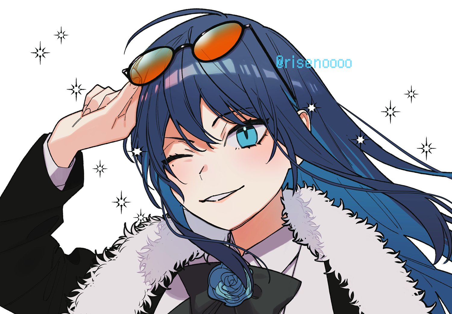 The Big ImageBoard (TBIB) - 1girl ado (utaite) black bow black bowtie blue eyes blue flower blue ...