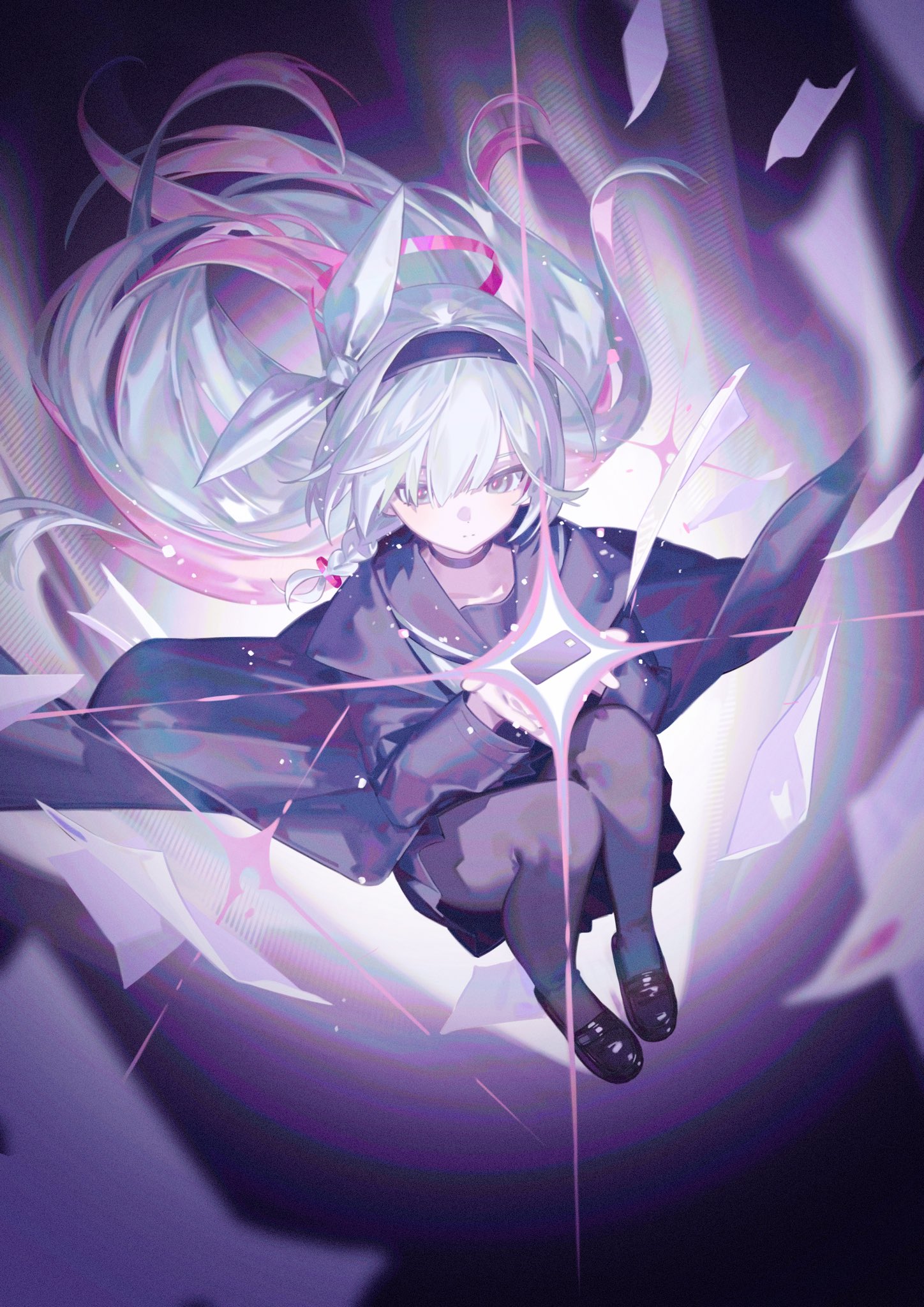 The Big ImageBoard (TBIB) - 1girl black choker black footwear black hairband black jacket black ...