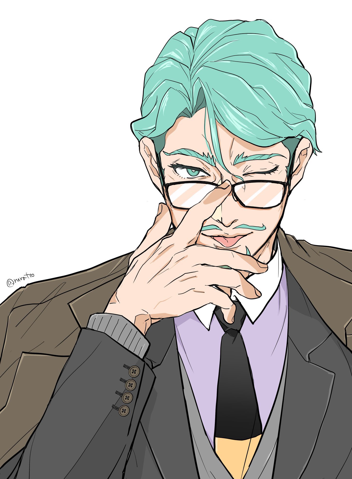 The Big ImageBoard (TBIB) - 1boy adjusting eyewear beard challia bull ...