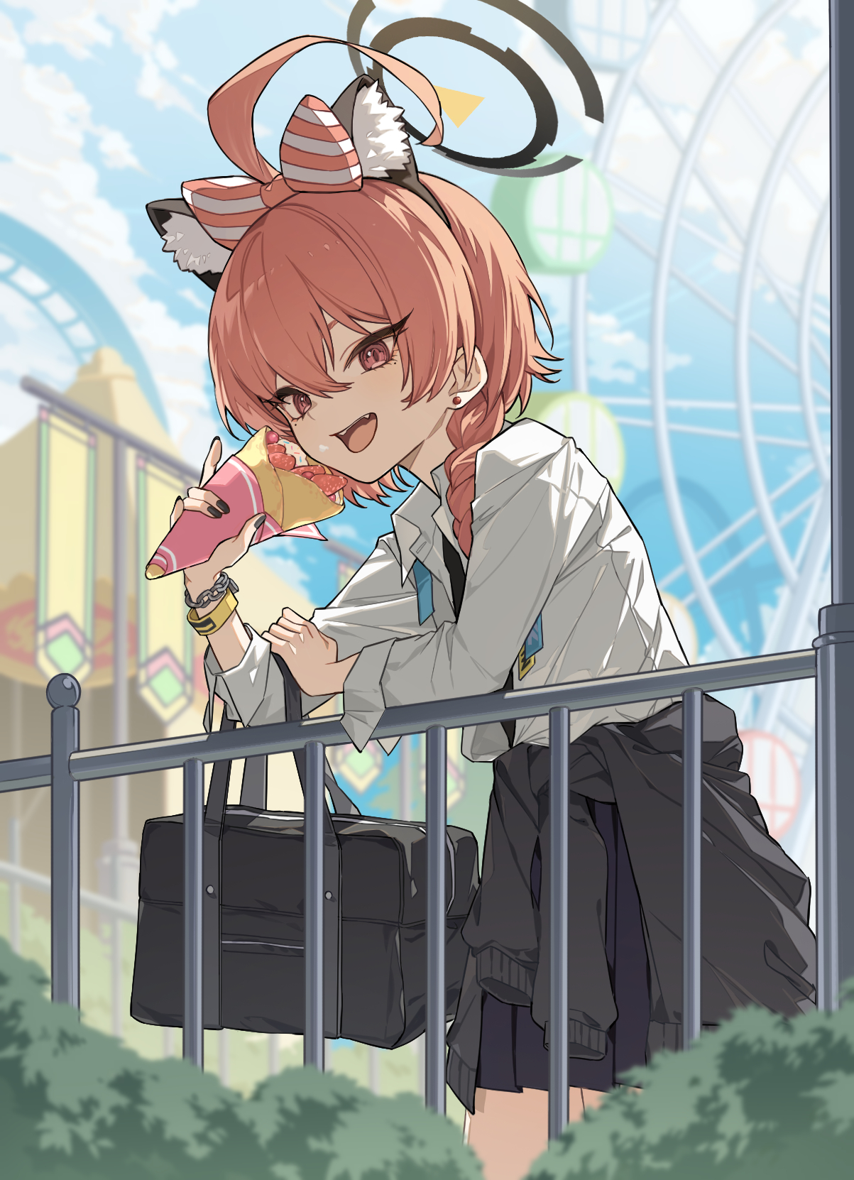 The Big ImageBoard (TBIB) - 1girl ahoge animal ear hairband animal ears bag black bag black ...