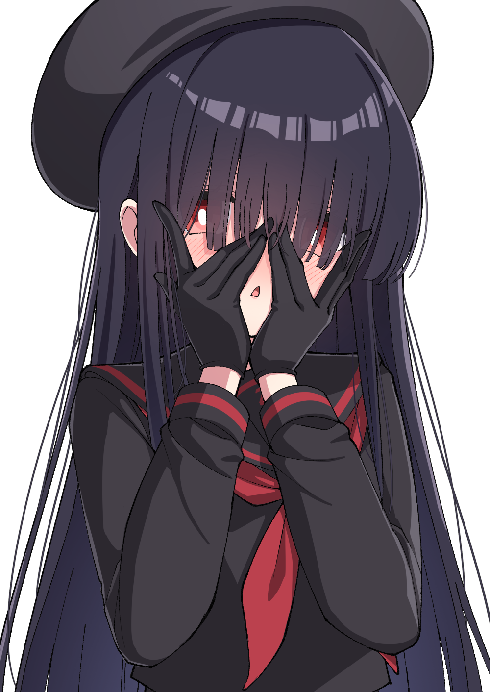 The Big ImageBoard (TBIB) - 1girl beret black gloves black hair black hat black sailor collar ...