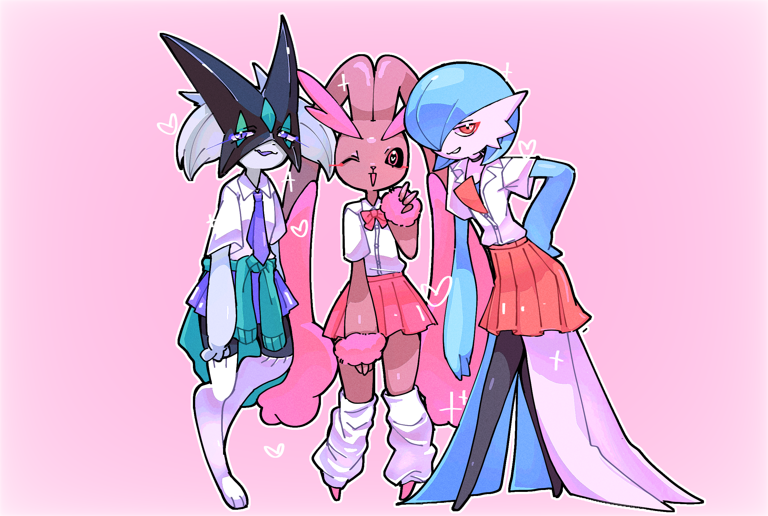 The Big ImageBoard (TBIB) - 3girls alternate color animal ears animal ...