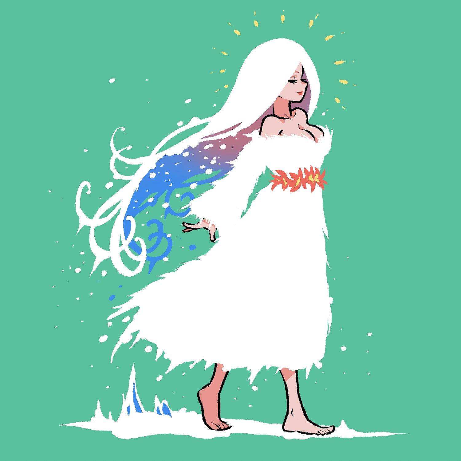 The Big ImageBoard (TBIB) - 1girl akairiot bare shoulders barefoot blue ...