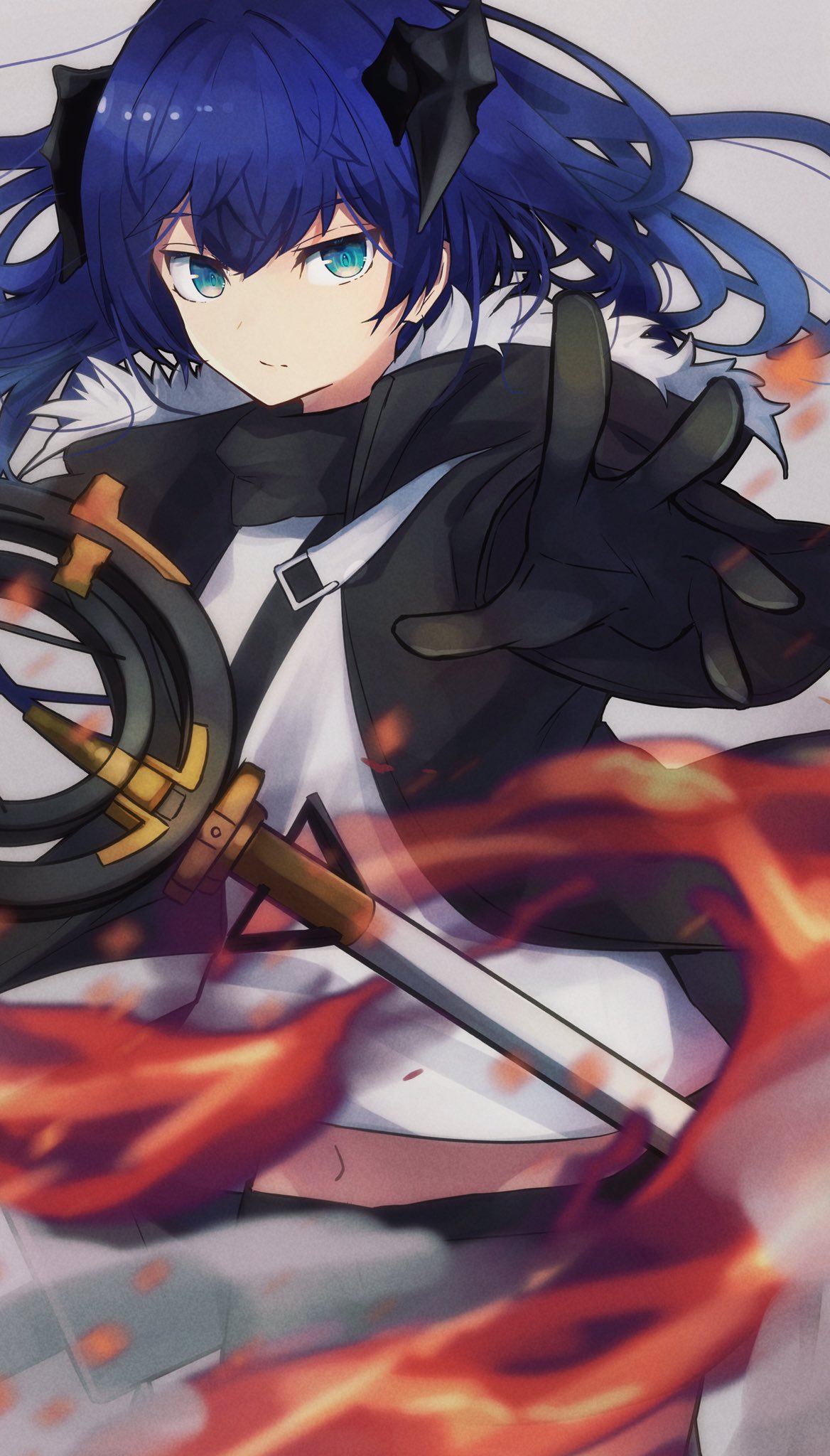 The Big ImageBoard (TBIB) - 1girl arknights bad id bad twitter id black gloves black jacket blue ...