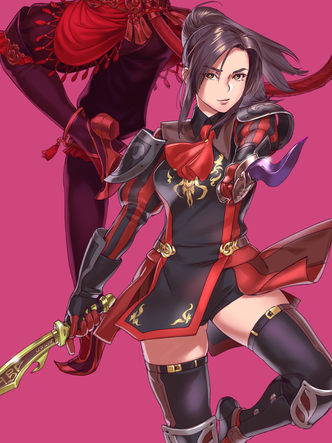 The Big ImageBoard (TBIB) - 2girls ascot avatar (ff11) black hair black ...